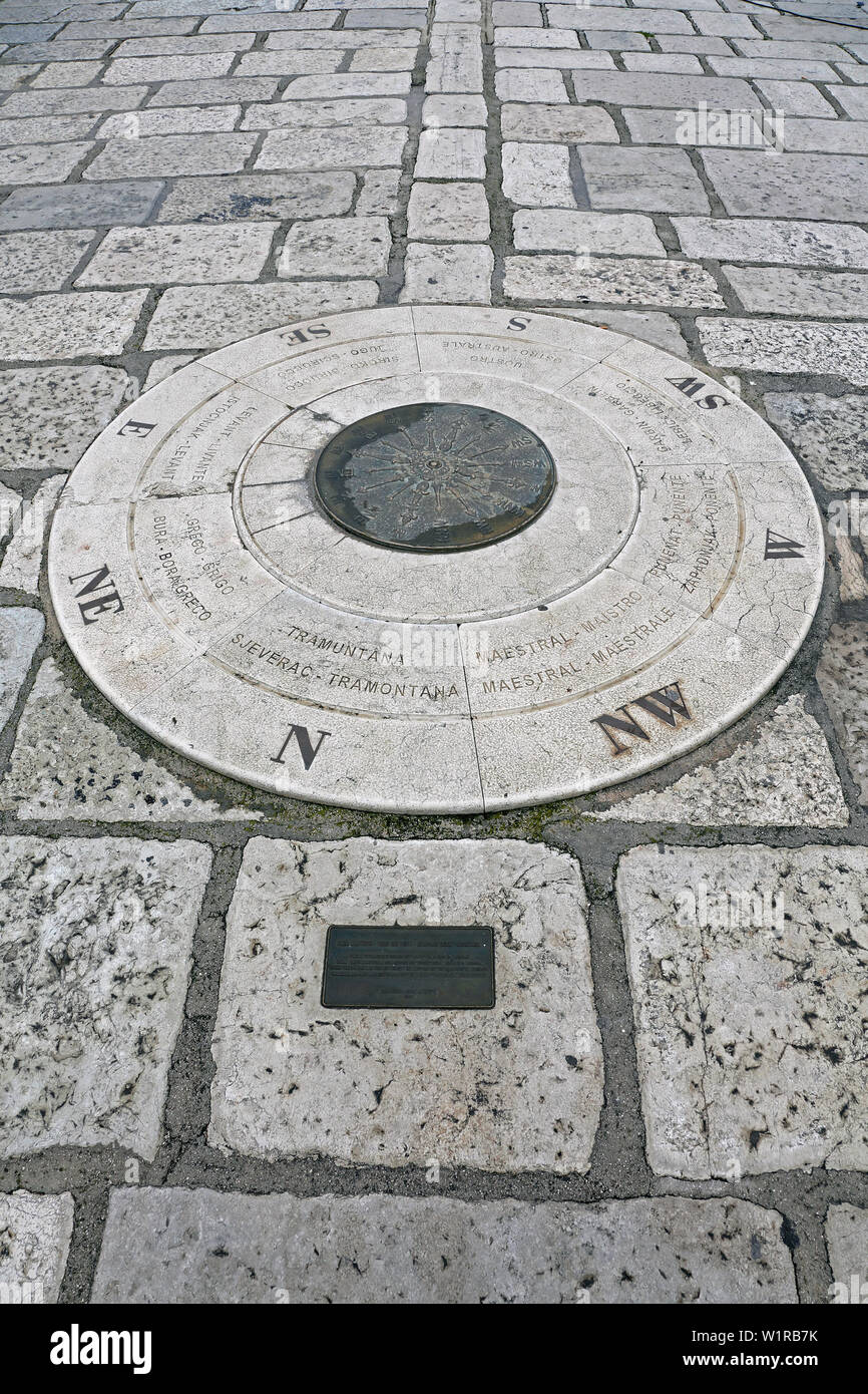 Compass directions and names of winds at dock in rovinj hi-res stock ...
