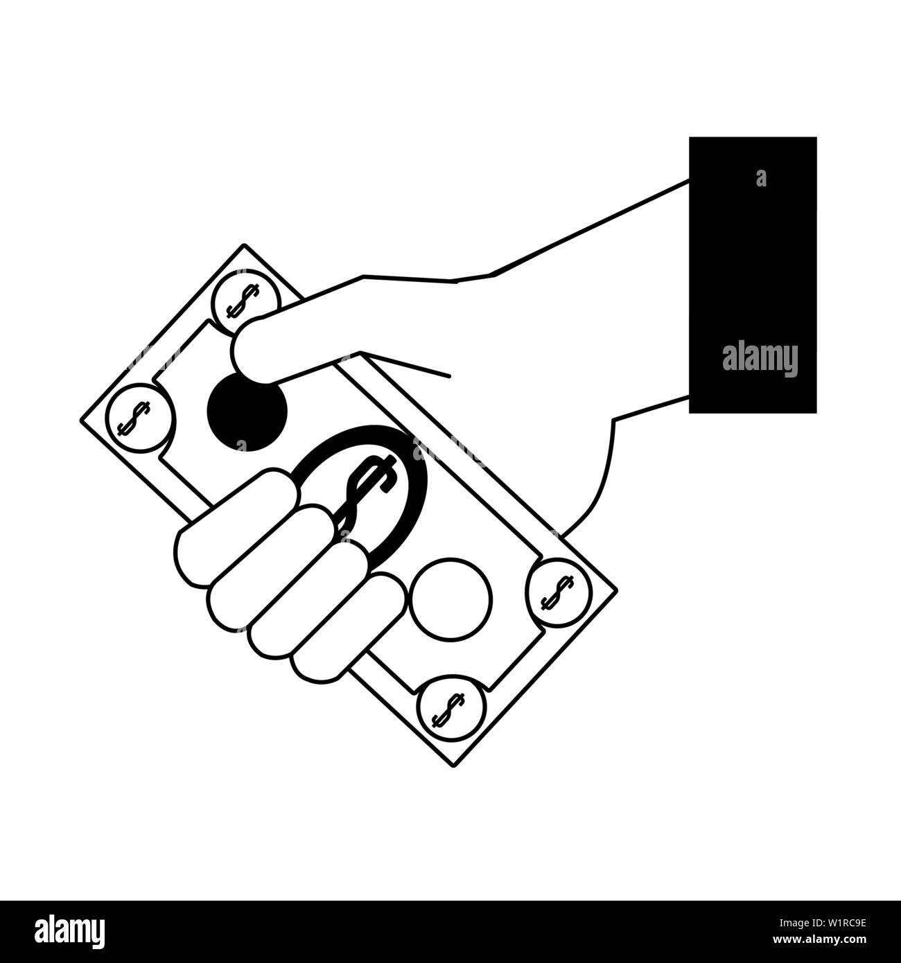 Hand with cash cartoon isolated Stock Vector Image & Art - Alamy