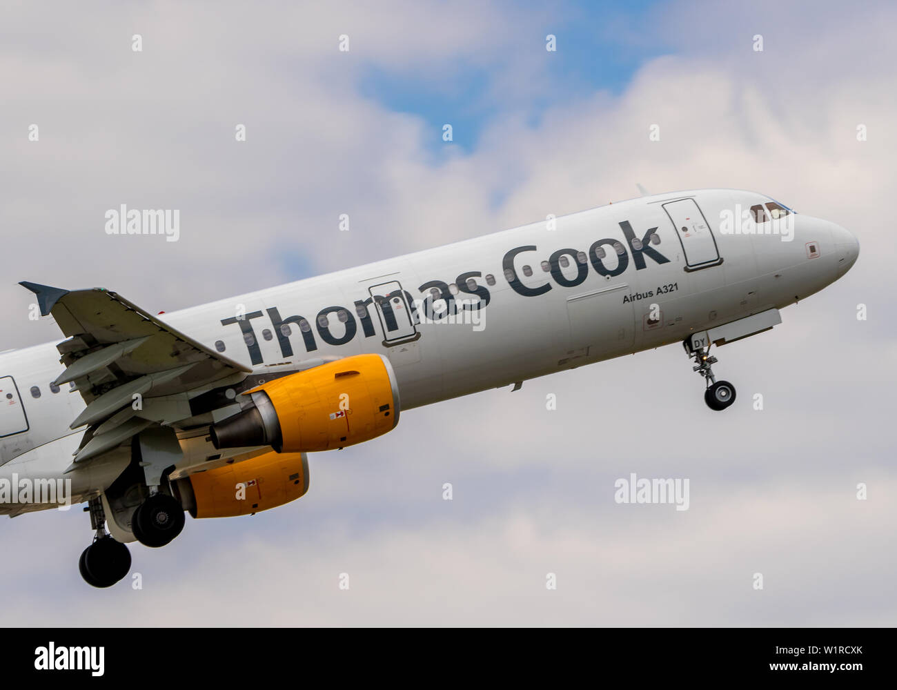 Thomas Cook Airbus taking off from London Gatwick Airport UK Stock ...