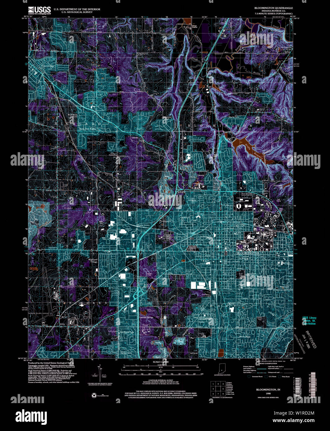 Map of bloomington indiana hi-res stock photography and images - Alamy