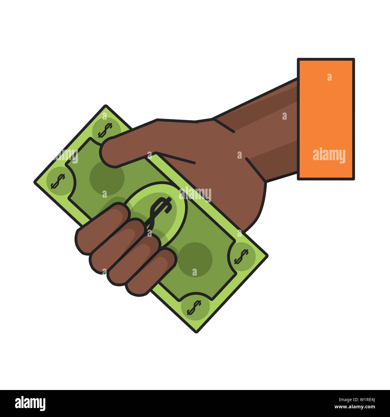 Hand with cash cartoon isolated Stock Vector Image & Art - Alamy