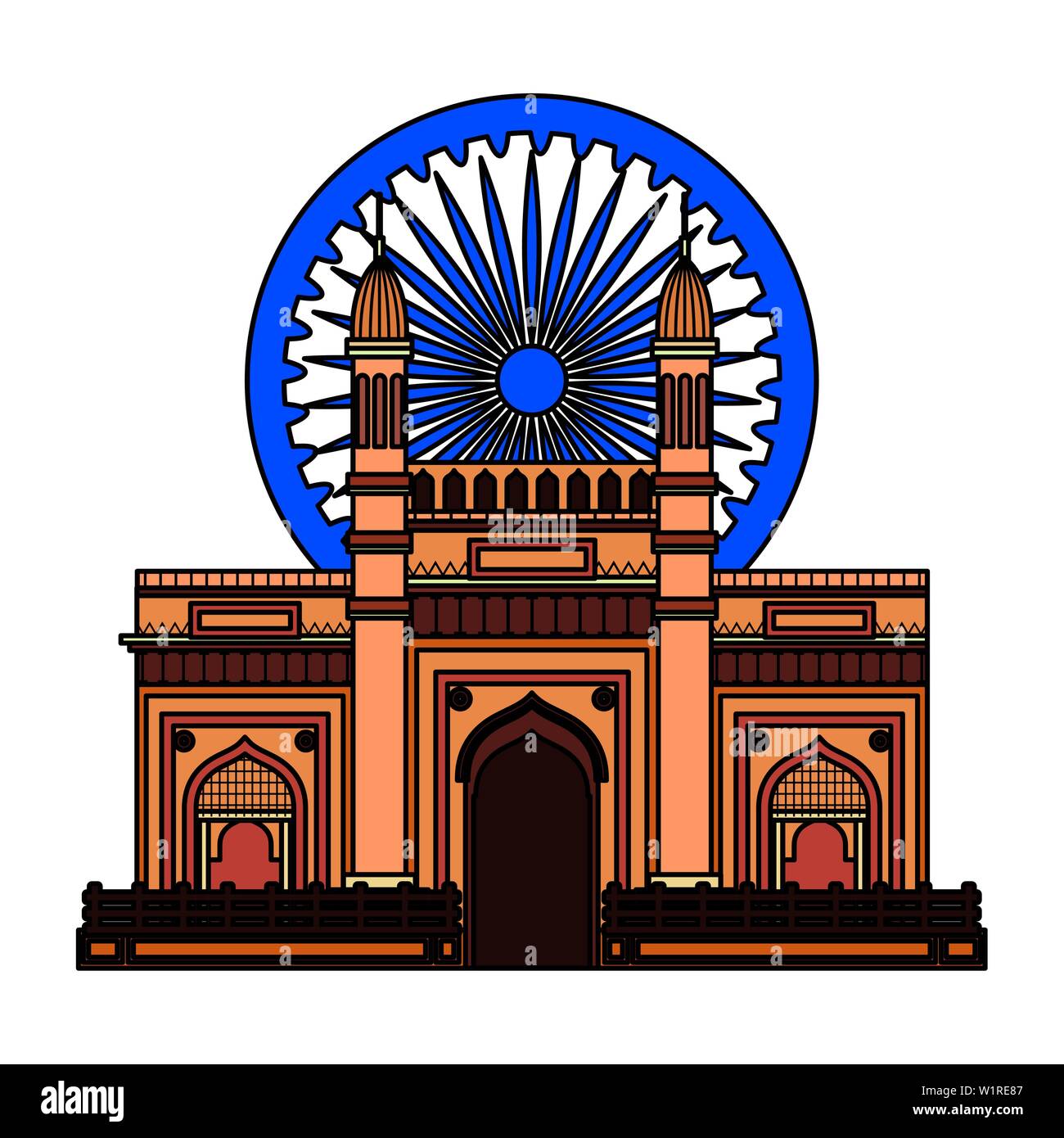 ashoka chakra with indian gate palace Stock Vector Image & Art - Alamy