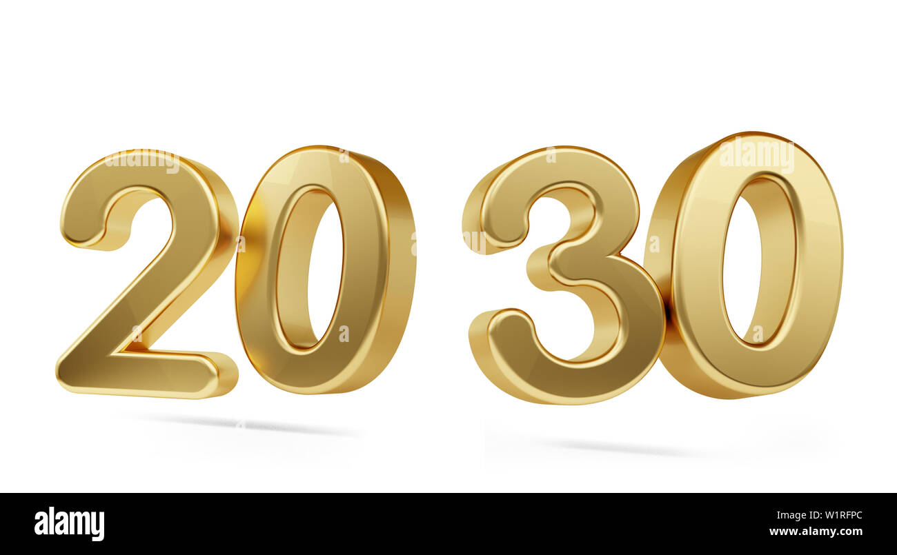 twenty thirty bold golden number 3d-illustration Stock Photo - Alamy
