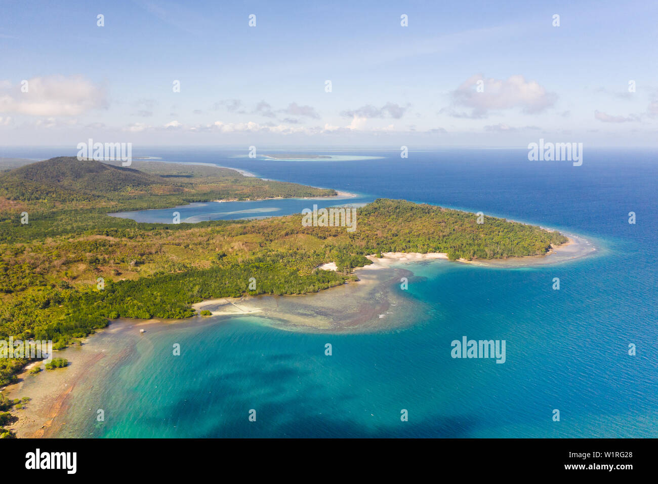 Balabac, Palawan, Philippines. The coast of a large island with ...
