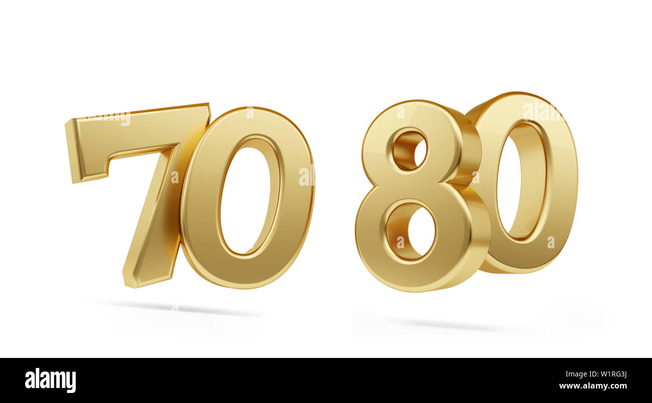 seventy eighty bold golden number 3d-illustration Stock Photo - Alamy