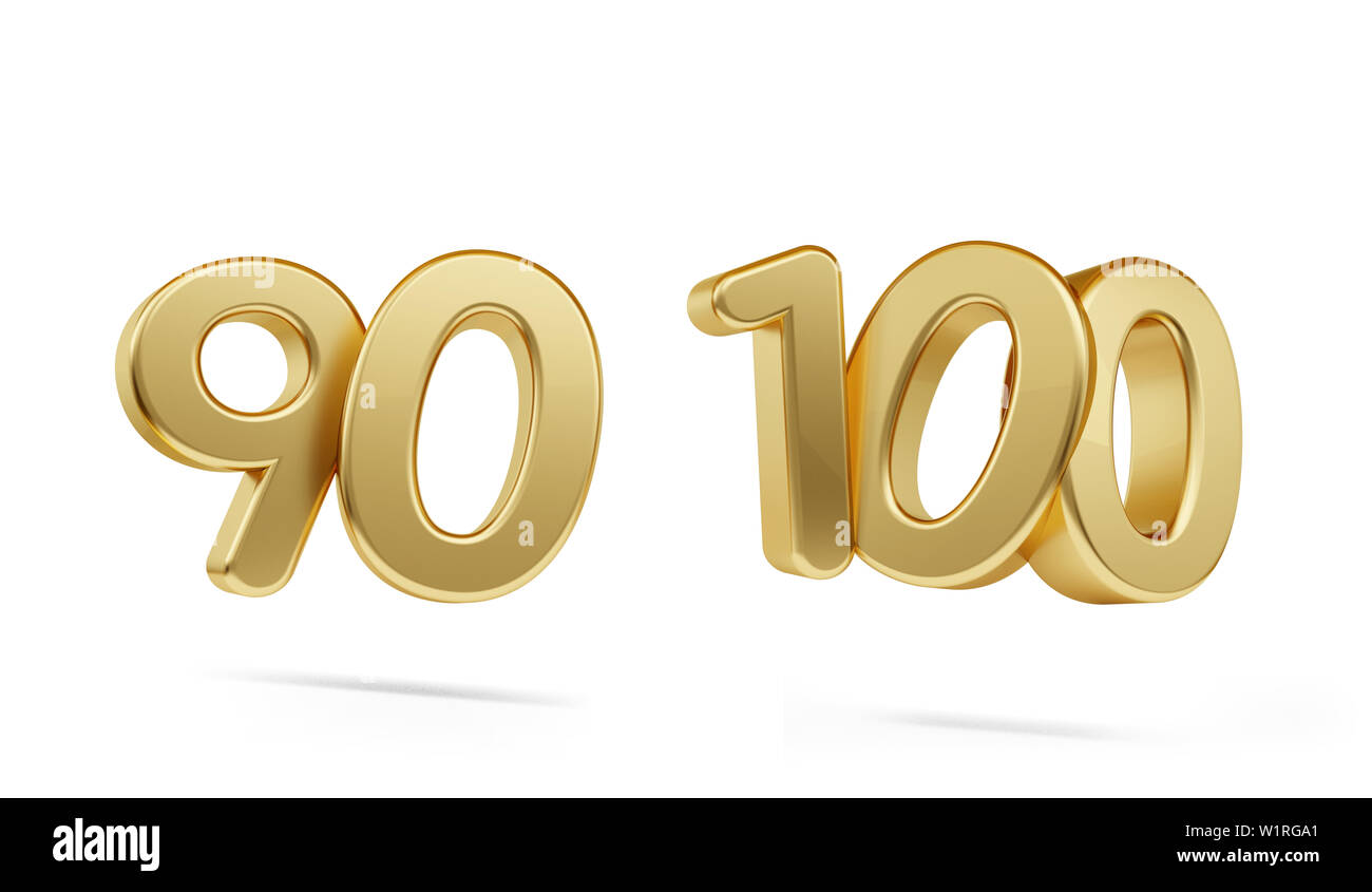 ninety one hundred bold golden number 3d-illustration Stock Photo - Alamy