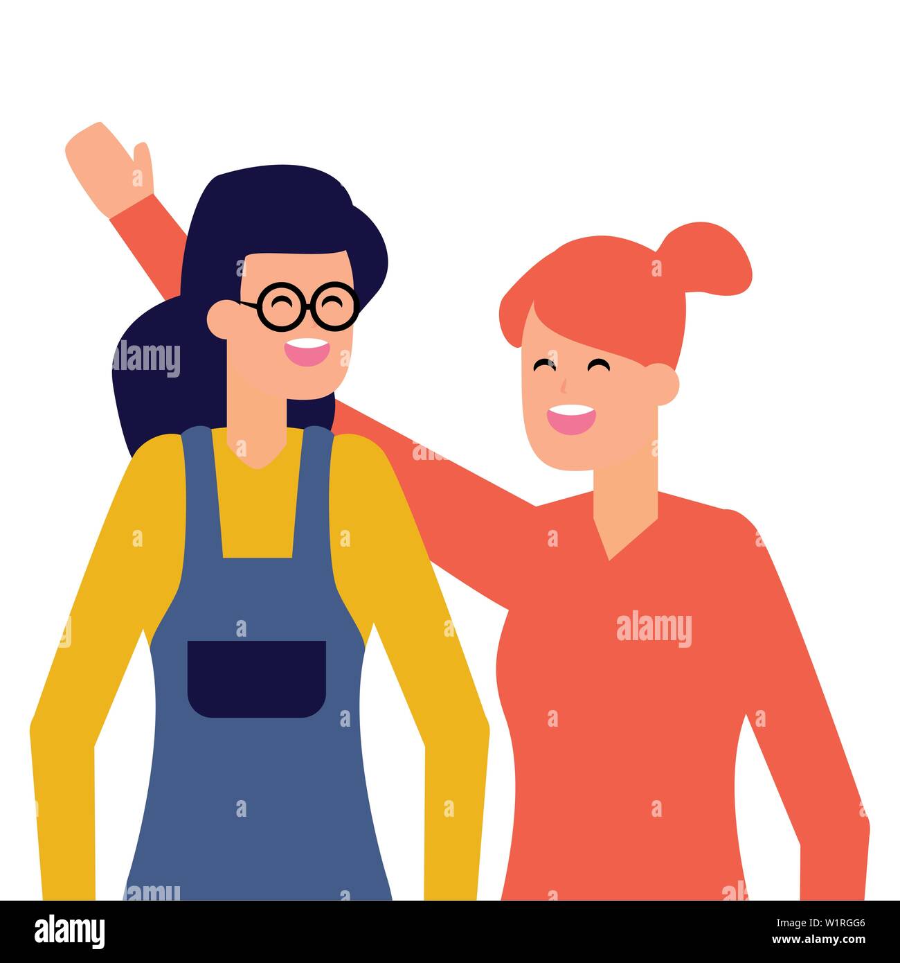 two women characters portrait on white background Stock Vector Image ...