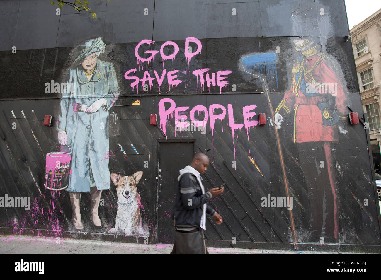 God save the people , street art, London, uk Stock Photo - Alamy