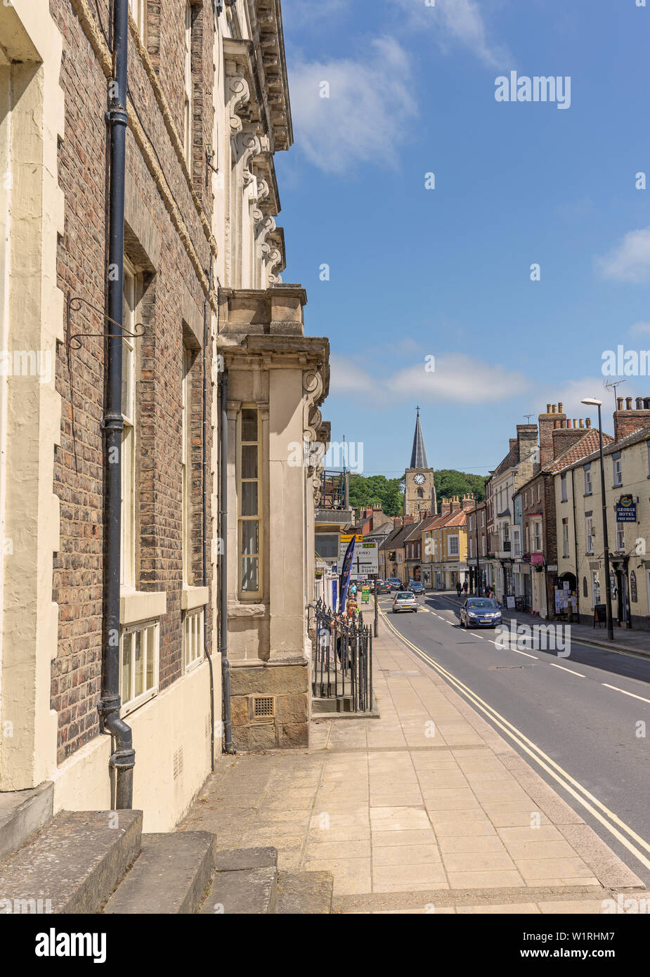 Yorkersgate in Malton, Yorkshire. A rural town setting with stone and ...