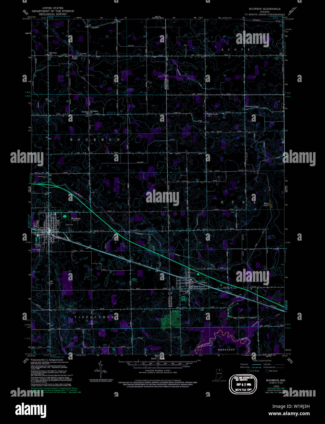 Bourbon indiana map hi-res stock photography and images - Alamy