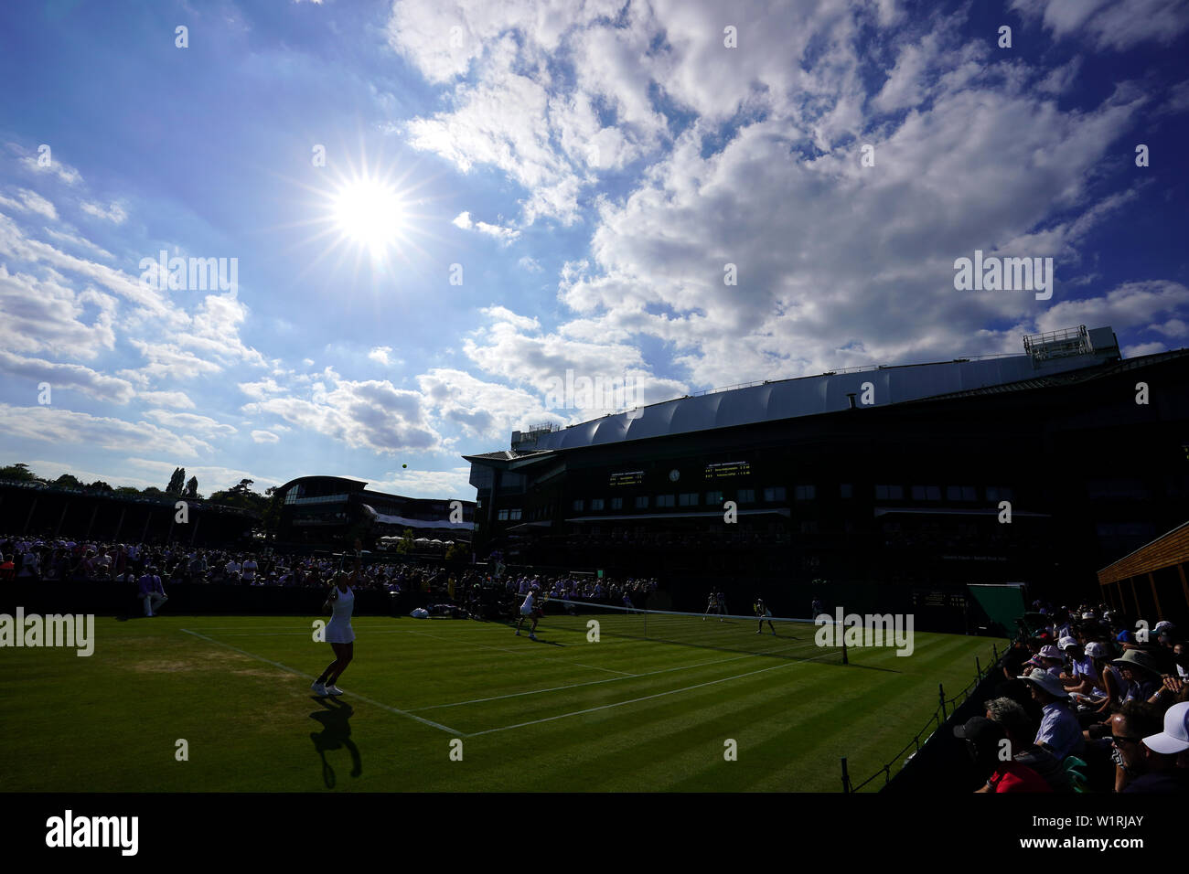 Action on court seven as the sun shines down on day three of the ...