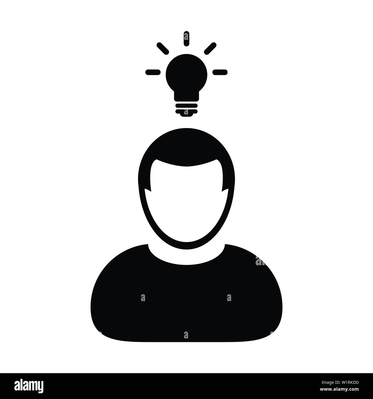 Invention icon vector male person profile avatar symbol with bulb for ...