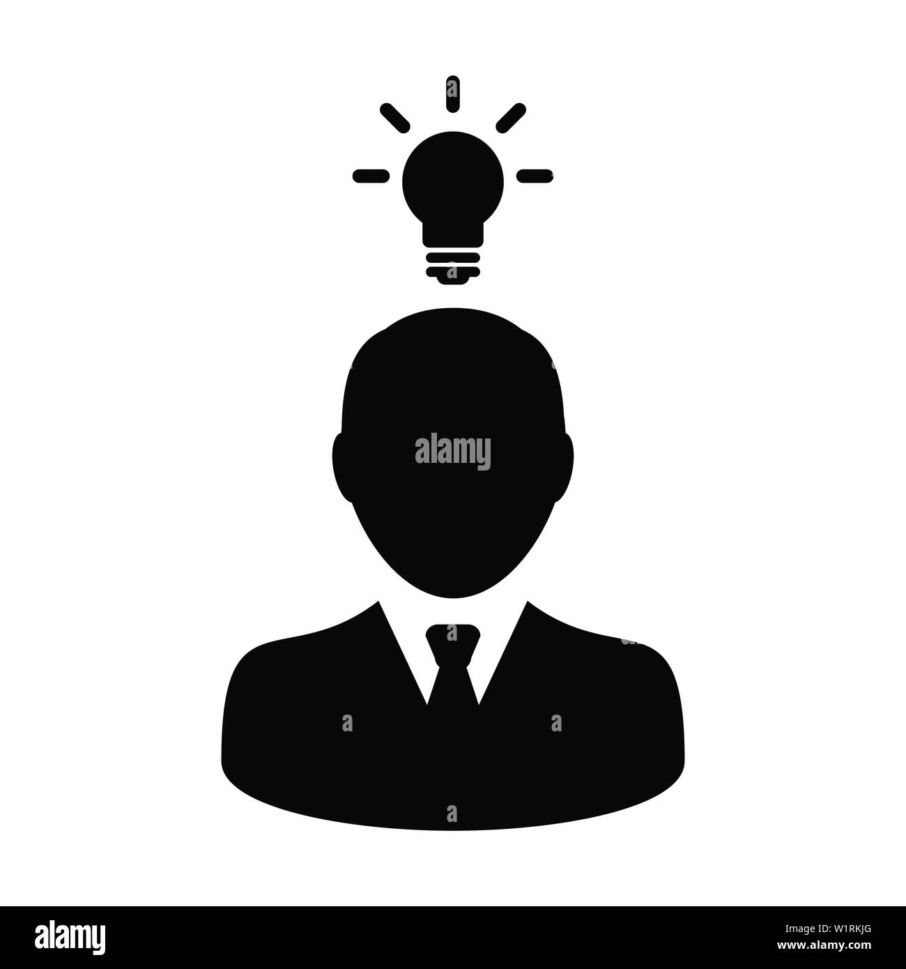 Imagination icon vector male person profile avatar symbol with bulb for ...