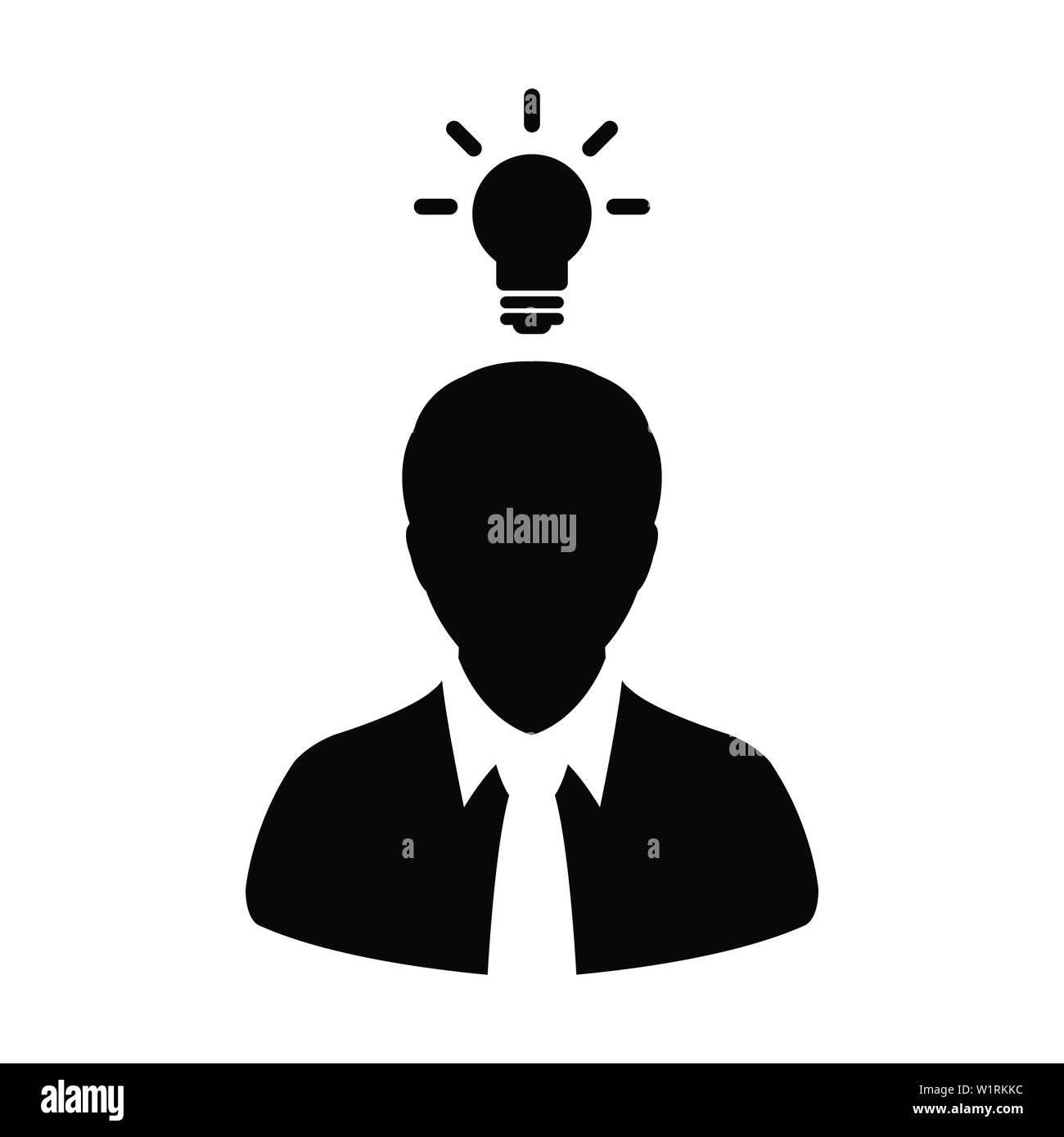 Vision icon vector male person profile avatar symbol with bulb for ...