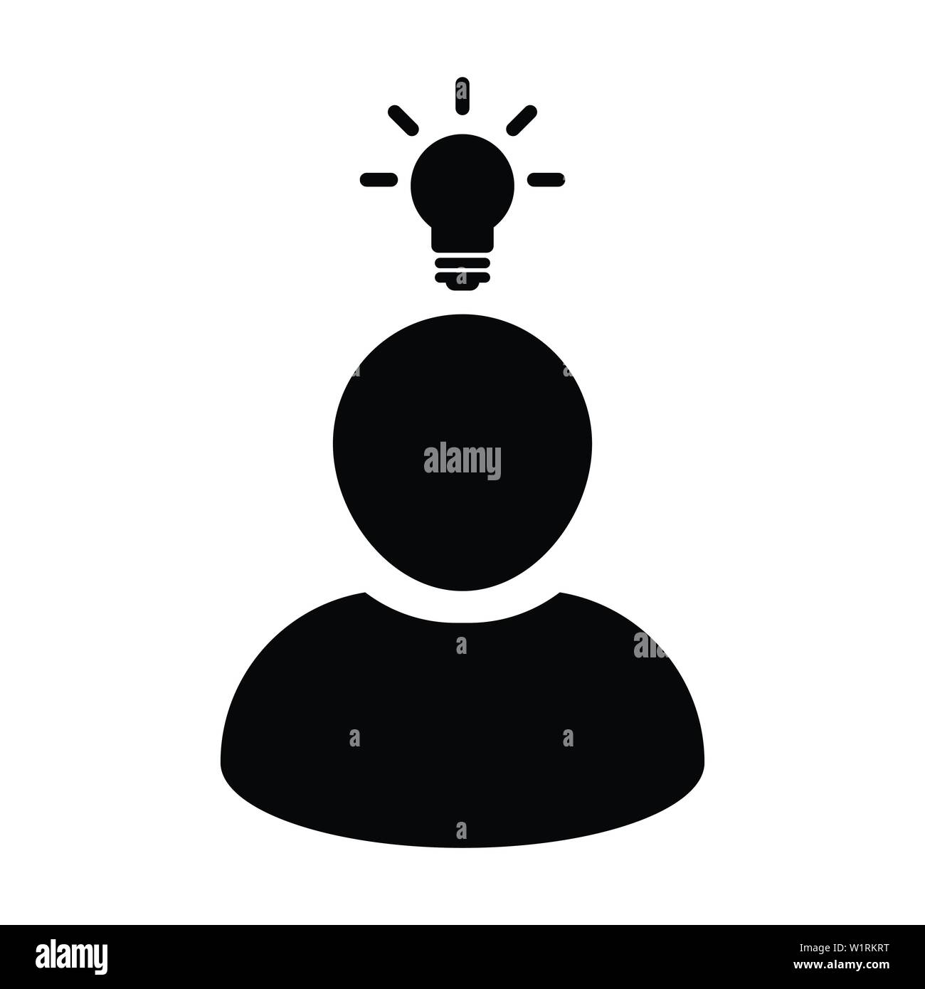Innovation icon vector male person profile avatar symbol with bulb for ...