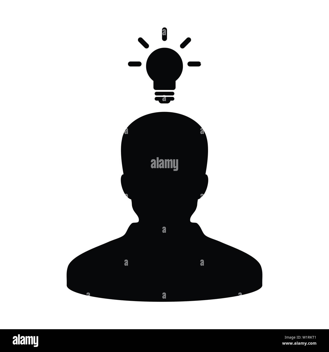 Intelligence icon vector male person profile avatar symbol with bulb ...