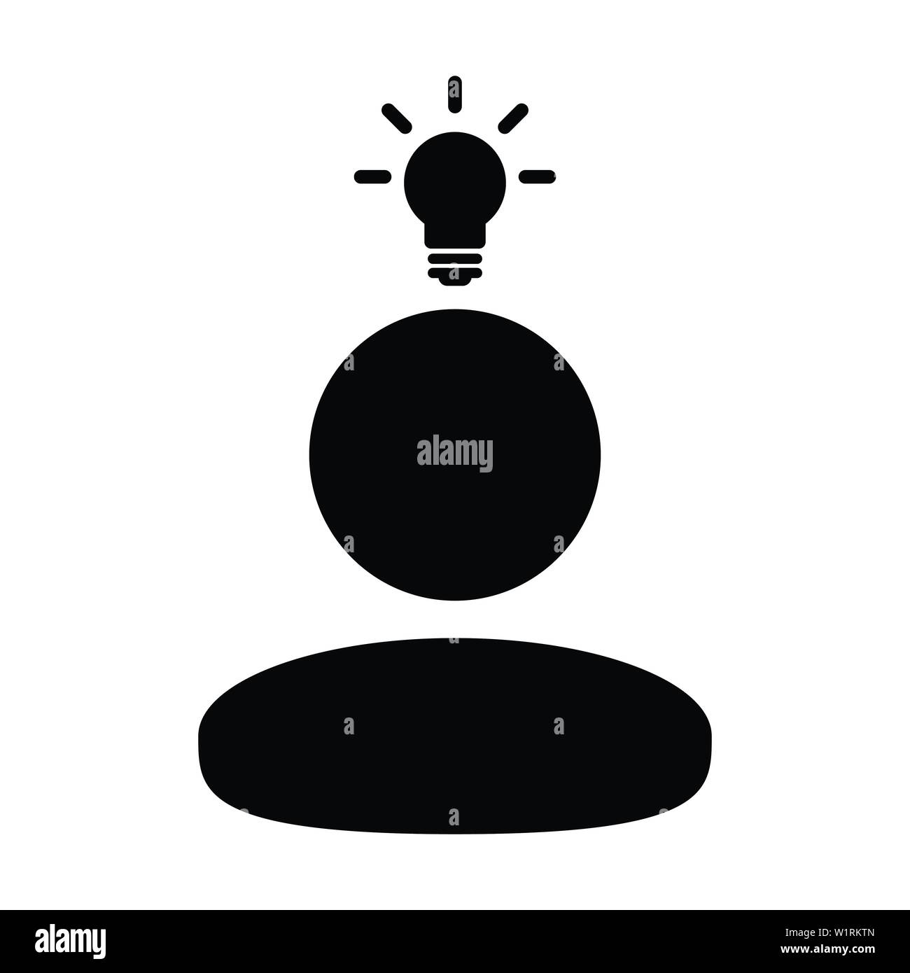 Knowledge icon vector male person profile avatar symbol with bulb for ...