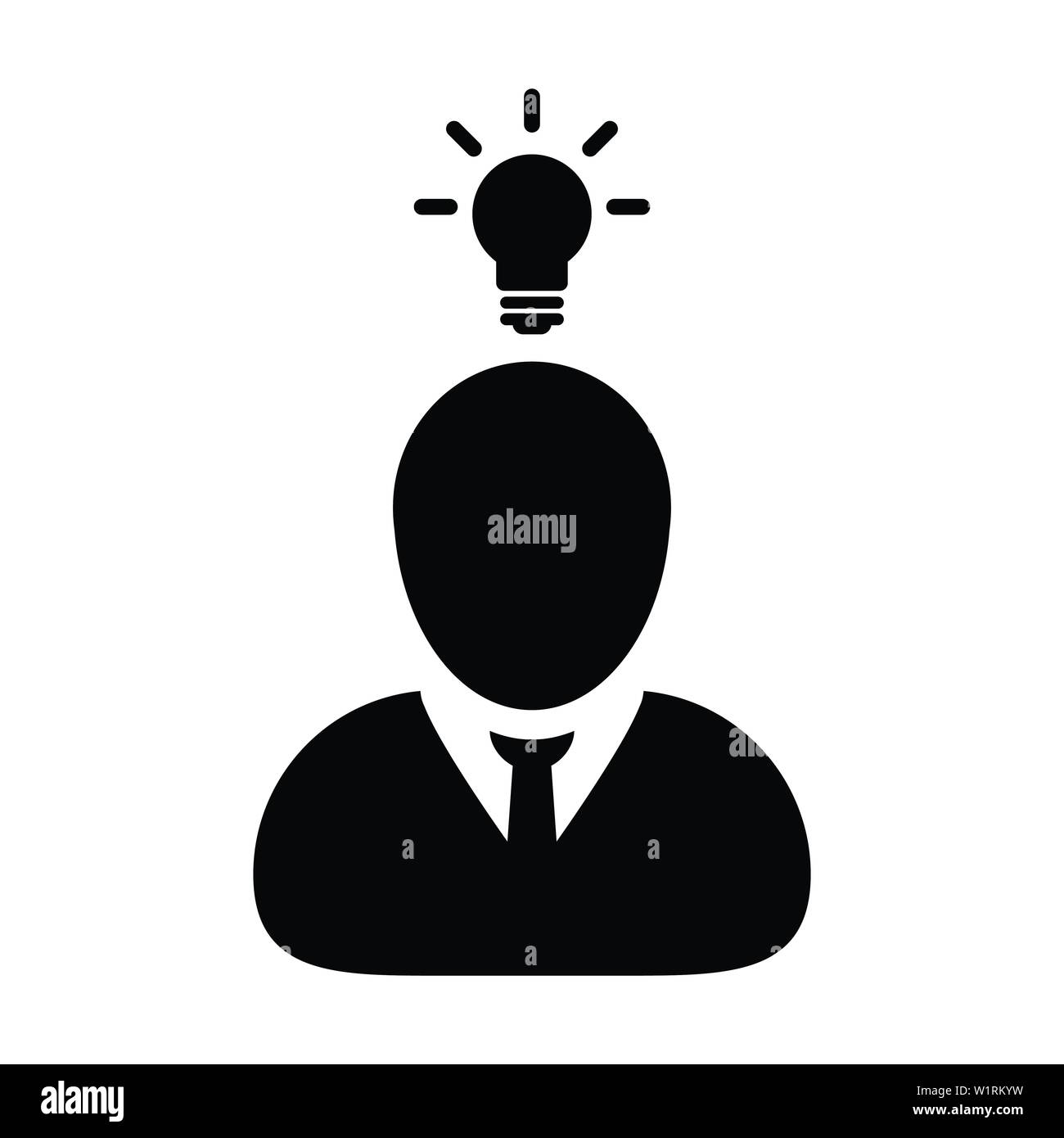Knowledge icon vector male person profile avatar symbol with bulb for ...