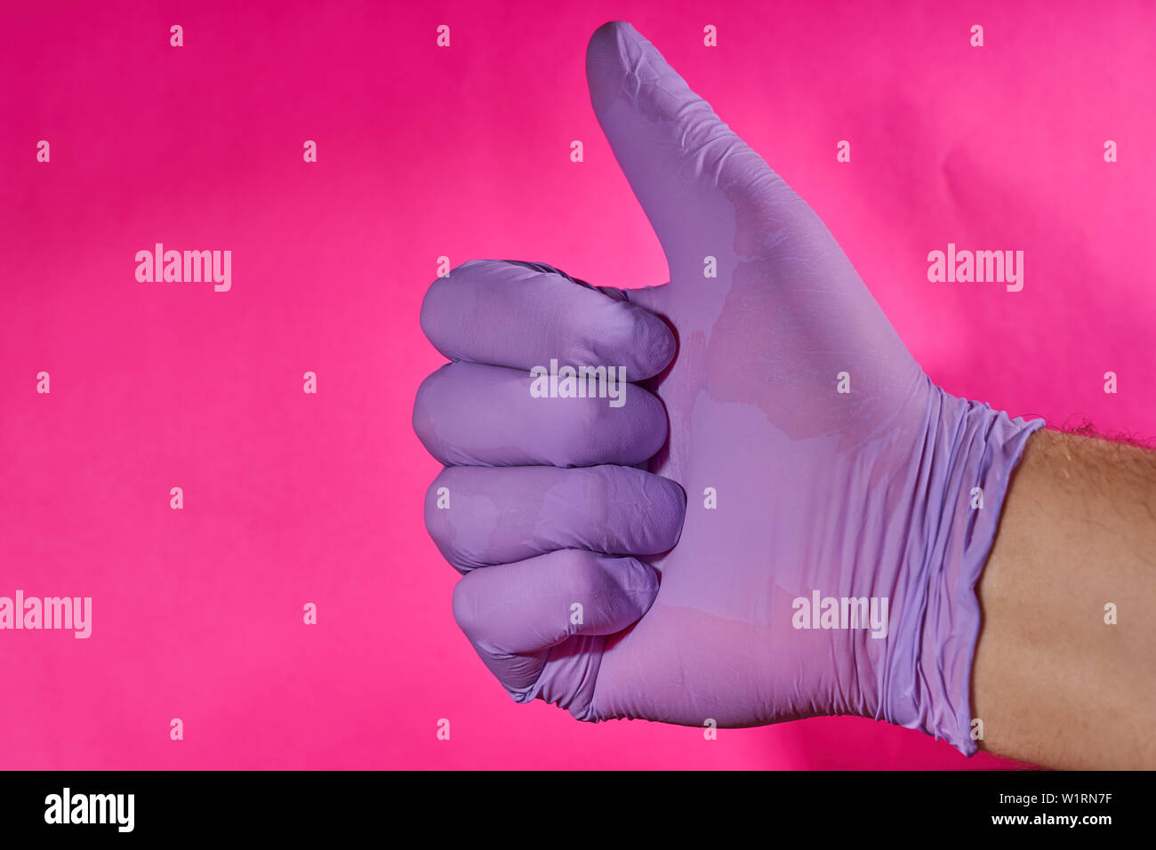 male hand pointing up okay, yes, accepting hand sign to the side Stock ...