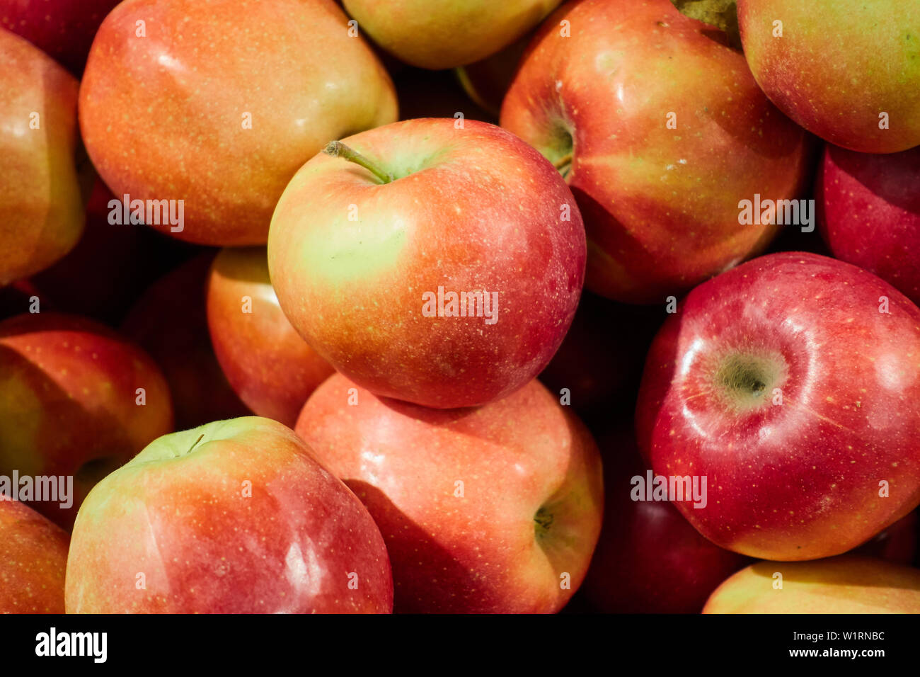 Delicious red apples as background. Close-up shooting Stock Photo - Alamy