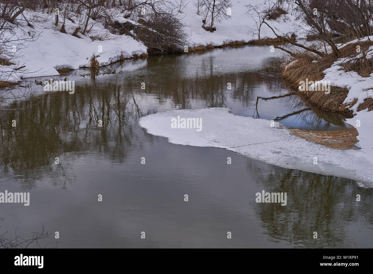 The river in the spring. Melting ice Stock Photo - Alamy
