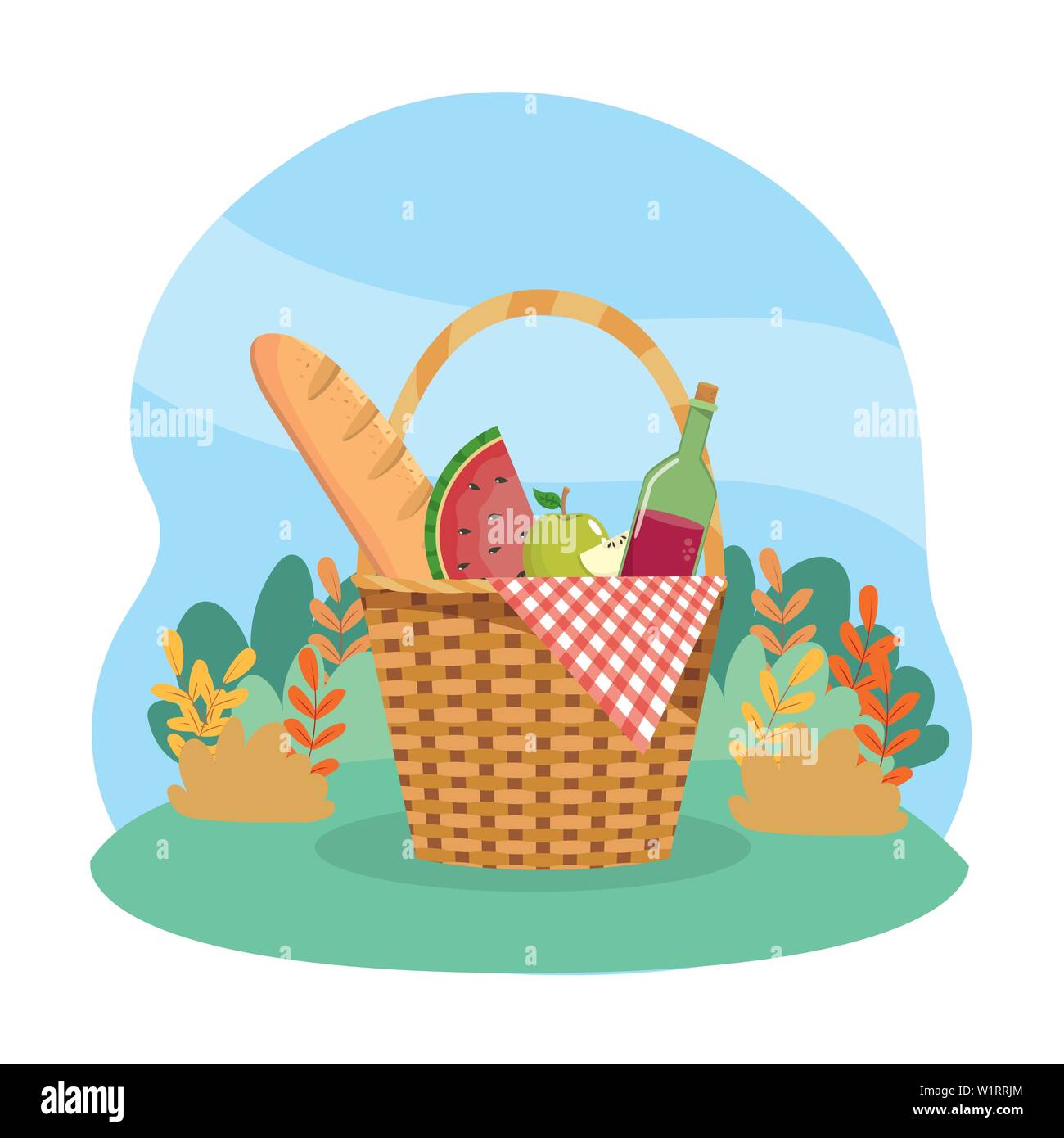 Wine Picnic Basket Clip Art