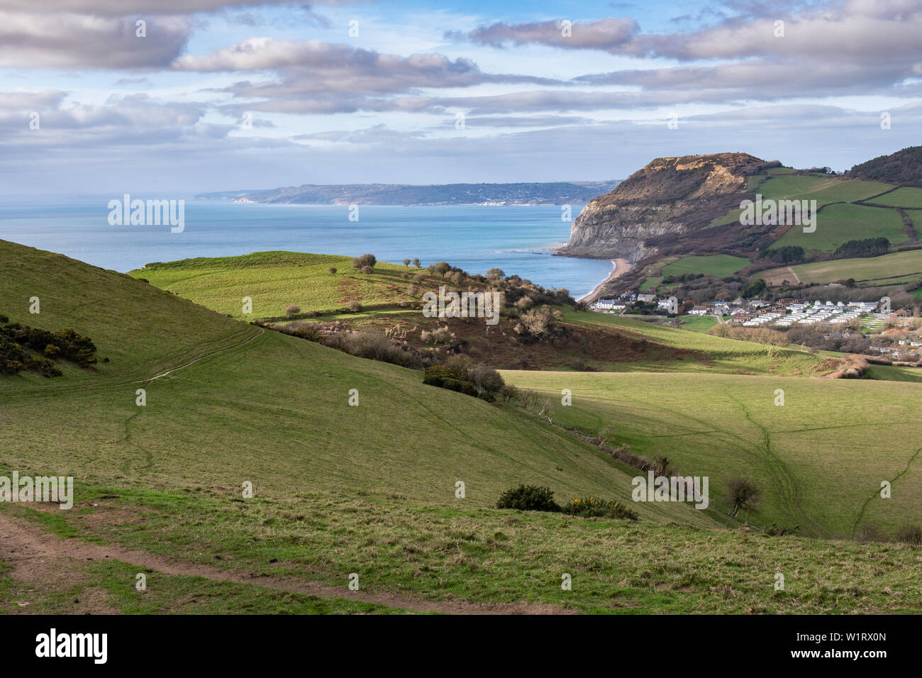 West Bay Dorset Beach Cliffs Scenic Stock Photos & West Bay Dorset ...