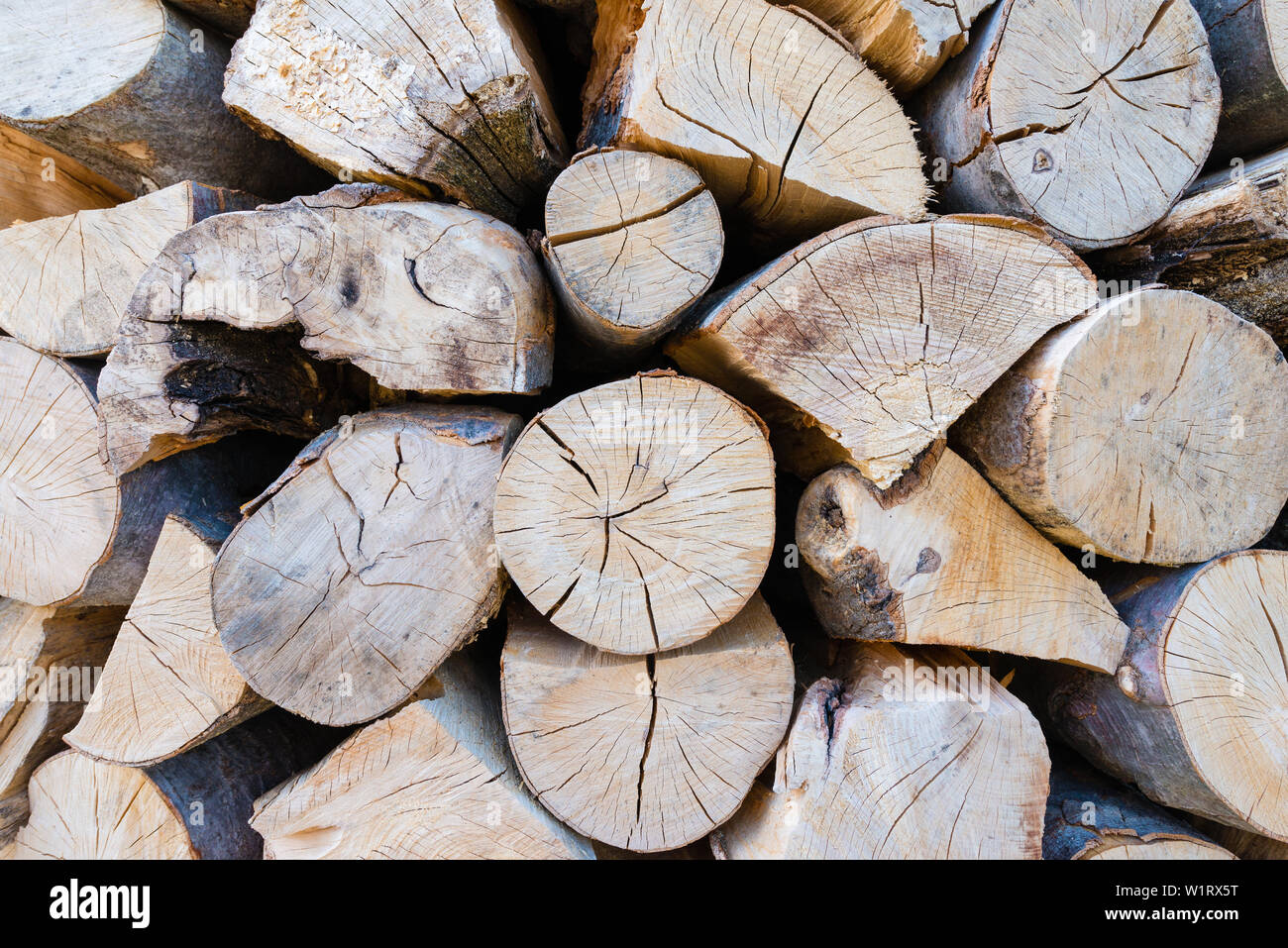 Wall of stacked wood logs as background - high resolution image Stock ...