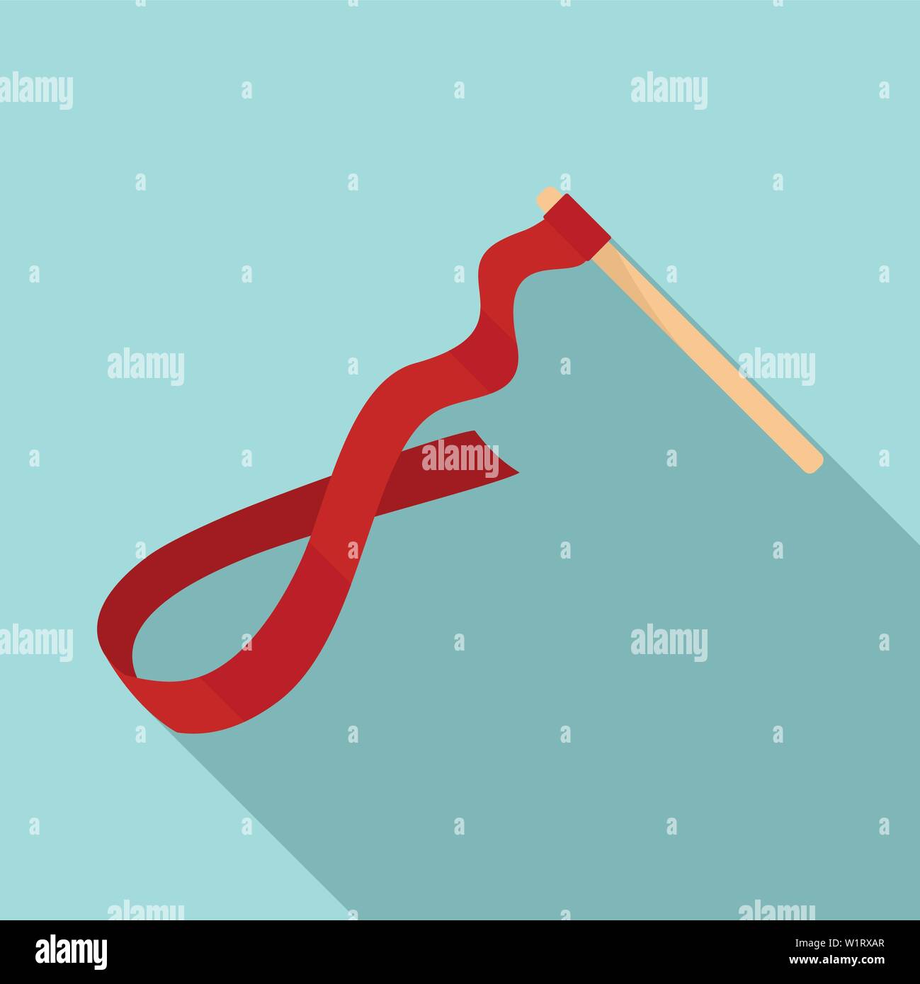 Gymnastics ribbon stick icon. Flat illustration of gymnastics ribbon ...