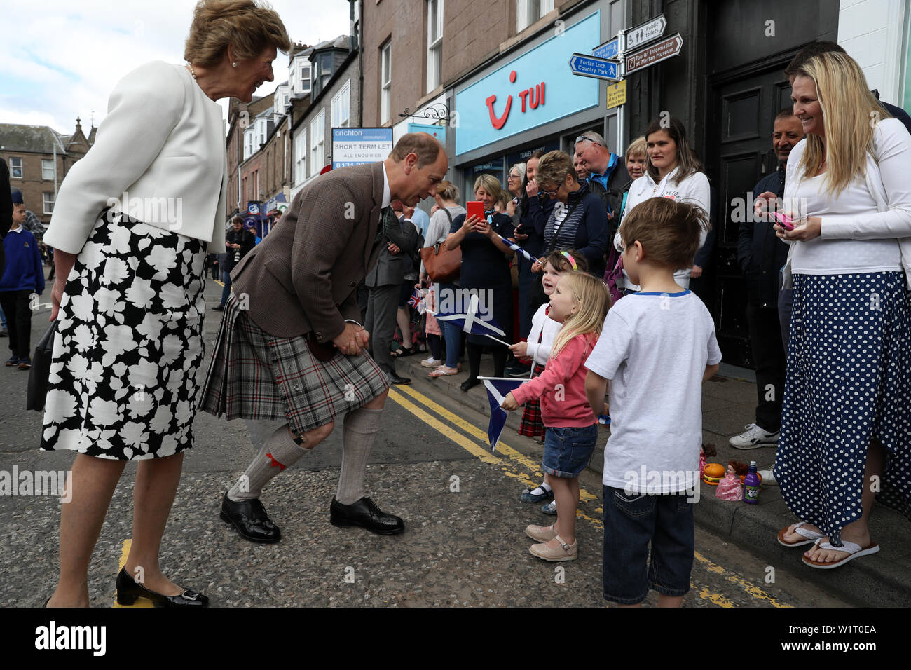 The Earl of Forfar on walk about on Castle Street in Forfar. PRESS ...