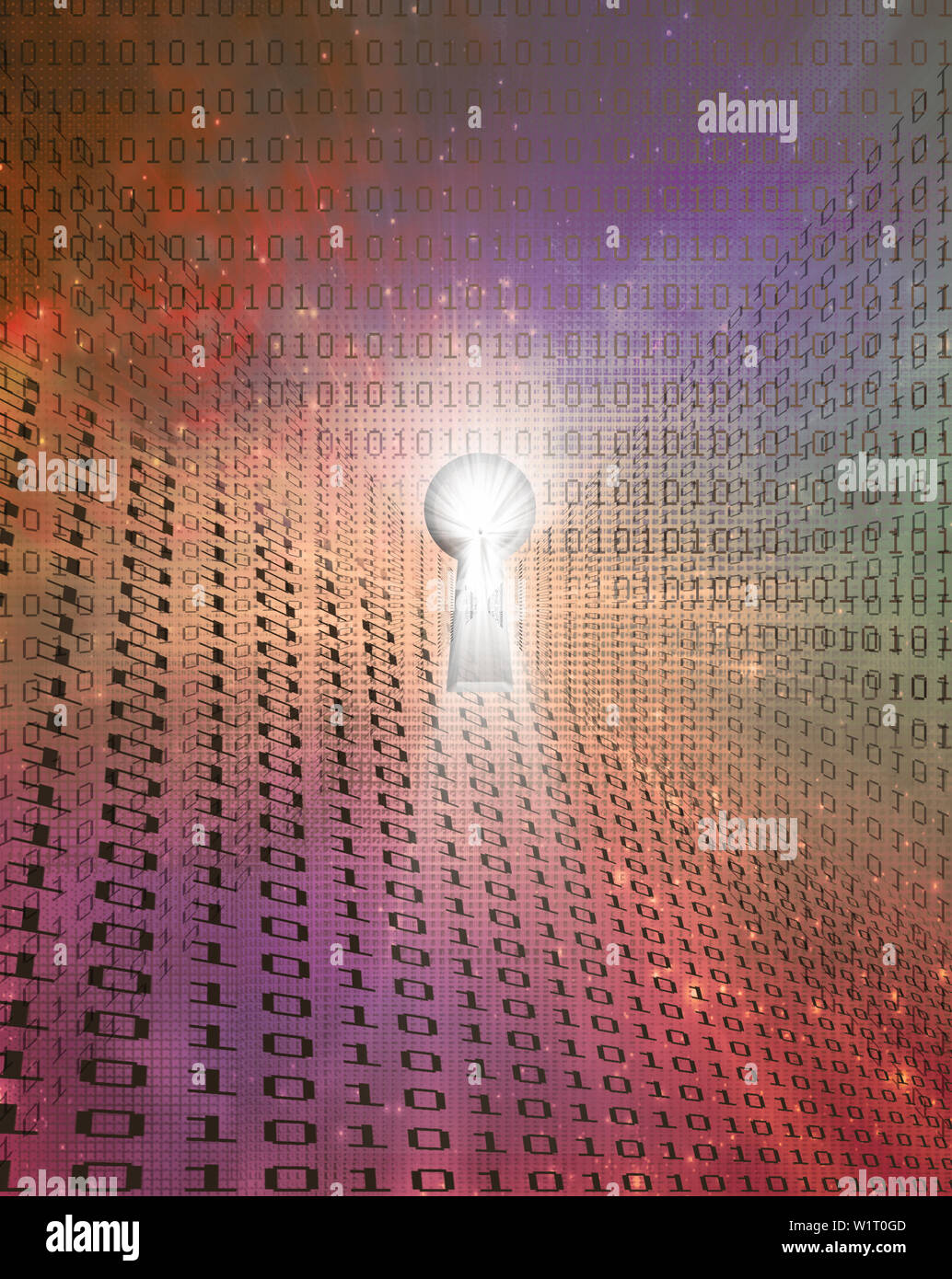 Modern art. Keyhole and binary code on a background Stock Photo - Alamy