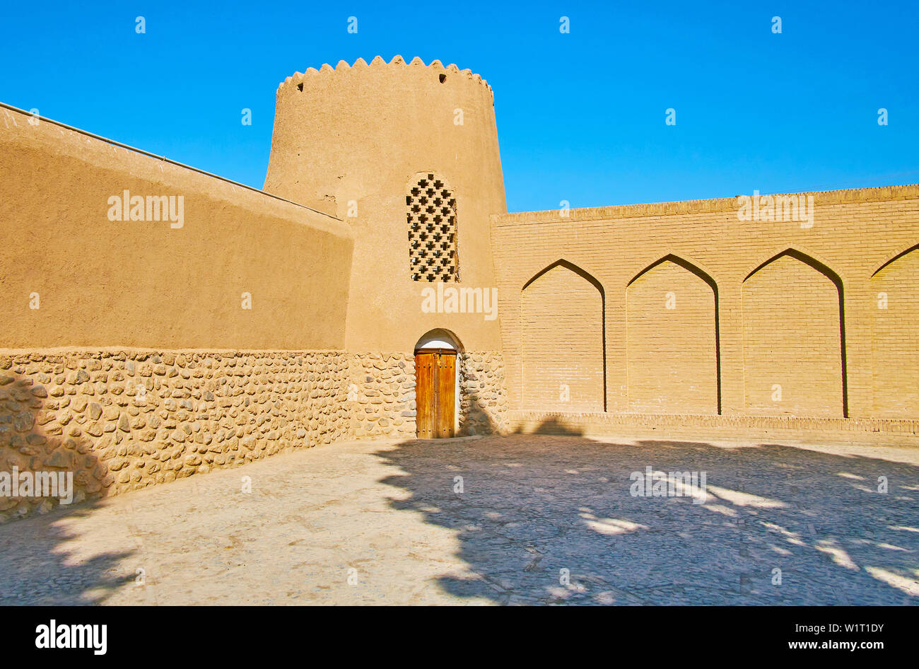 Preserved adobe tower and huge ramparts of oldest in country Persian ...