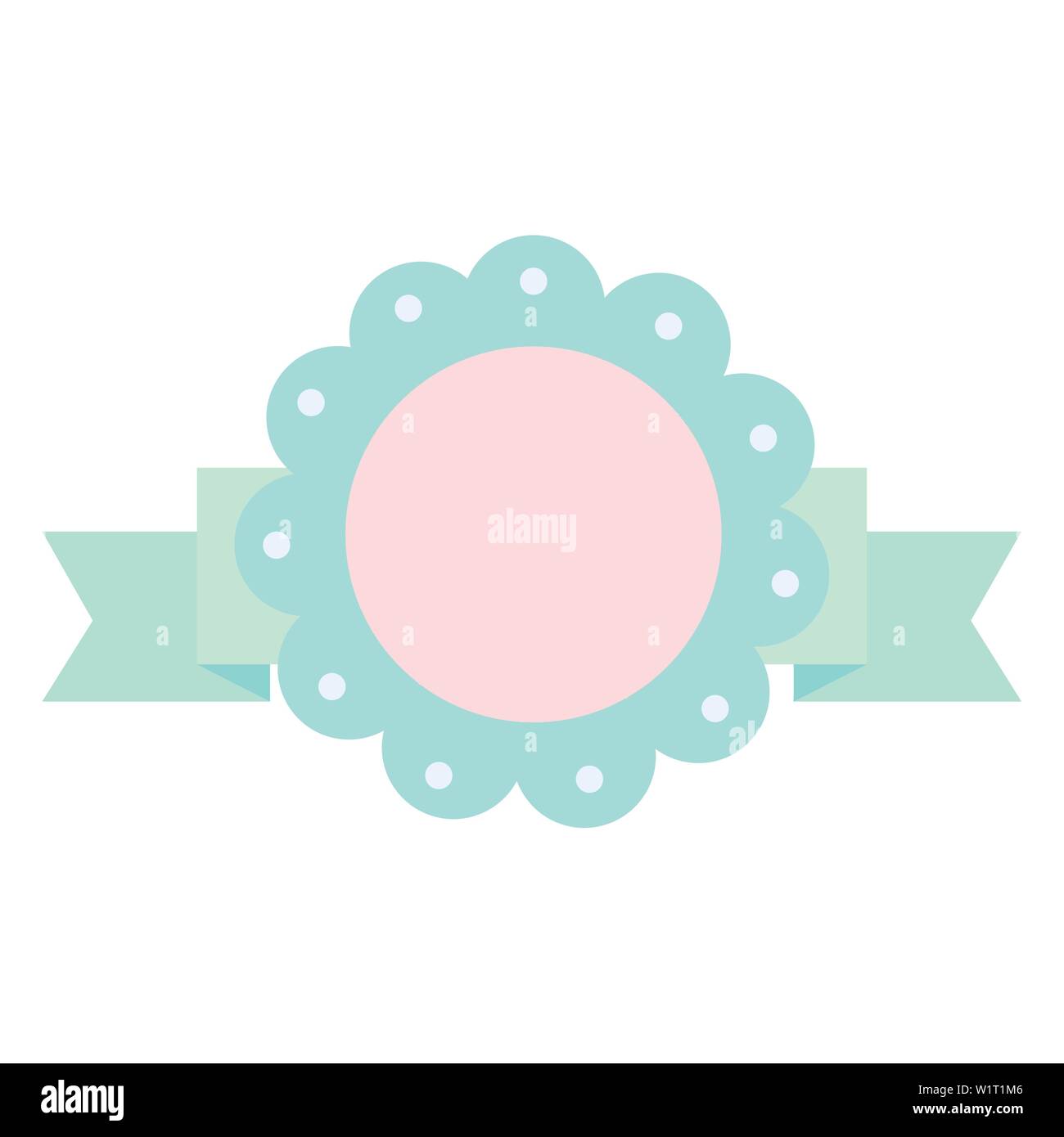 circular lace decorative with ribbon frame vector illustration design ...