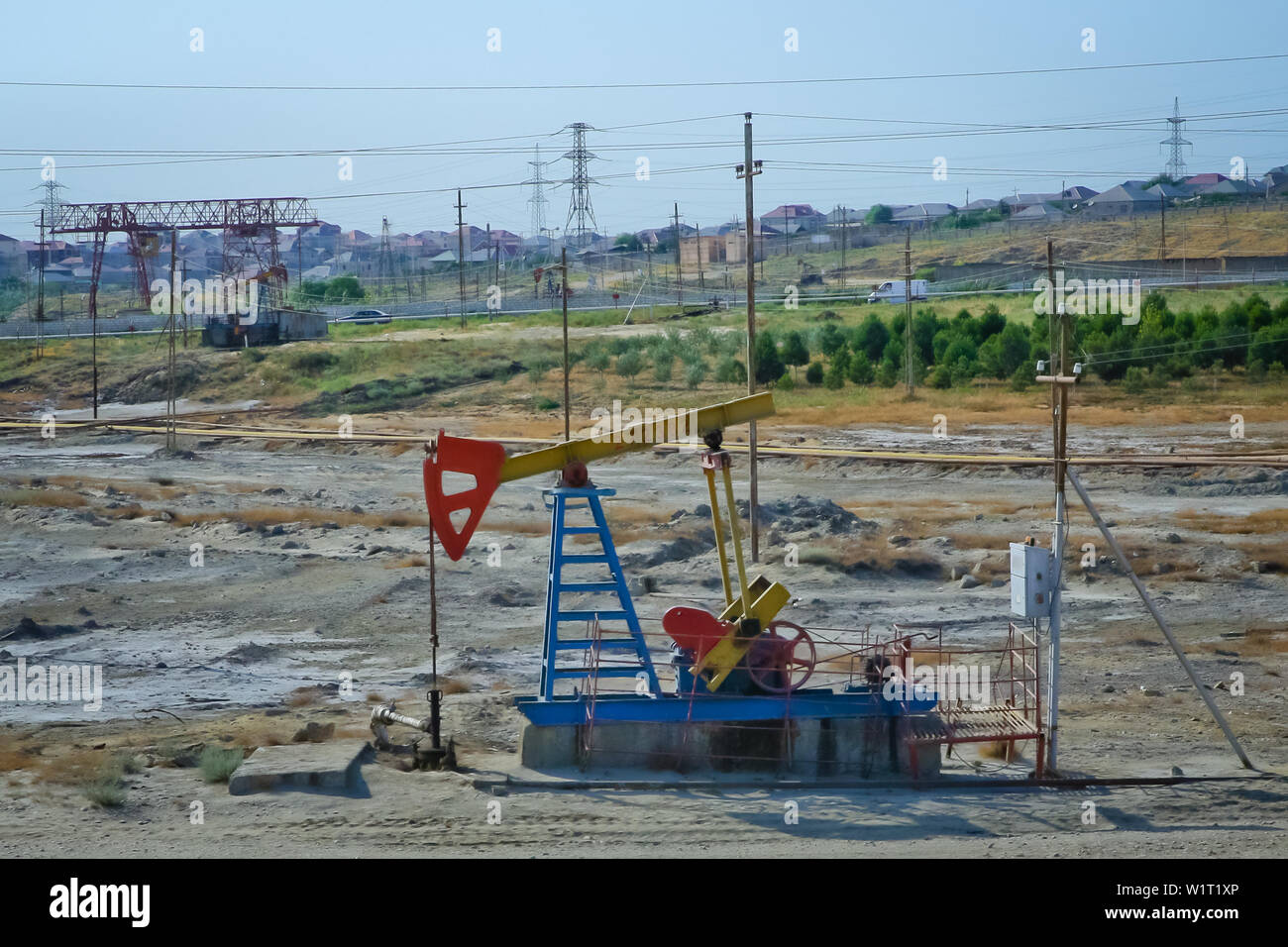 Pumping unit is working in oil field .Beam type crank balance pumping ...