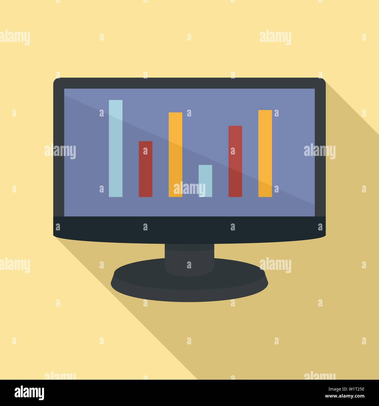 Chart on monitor icon. Flat illustration of chart on monitor vector ...