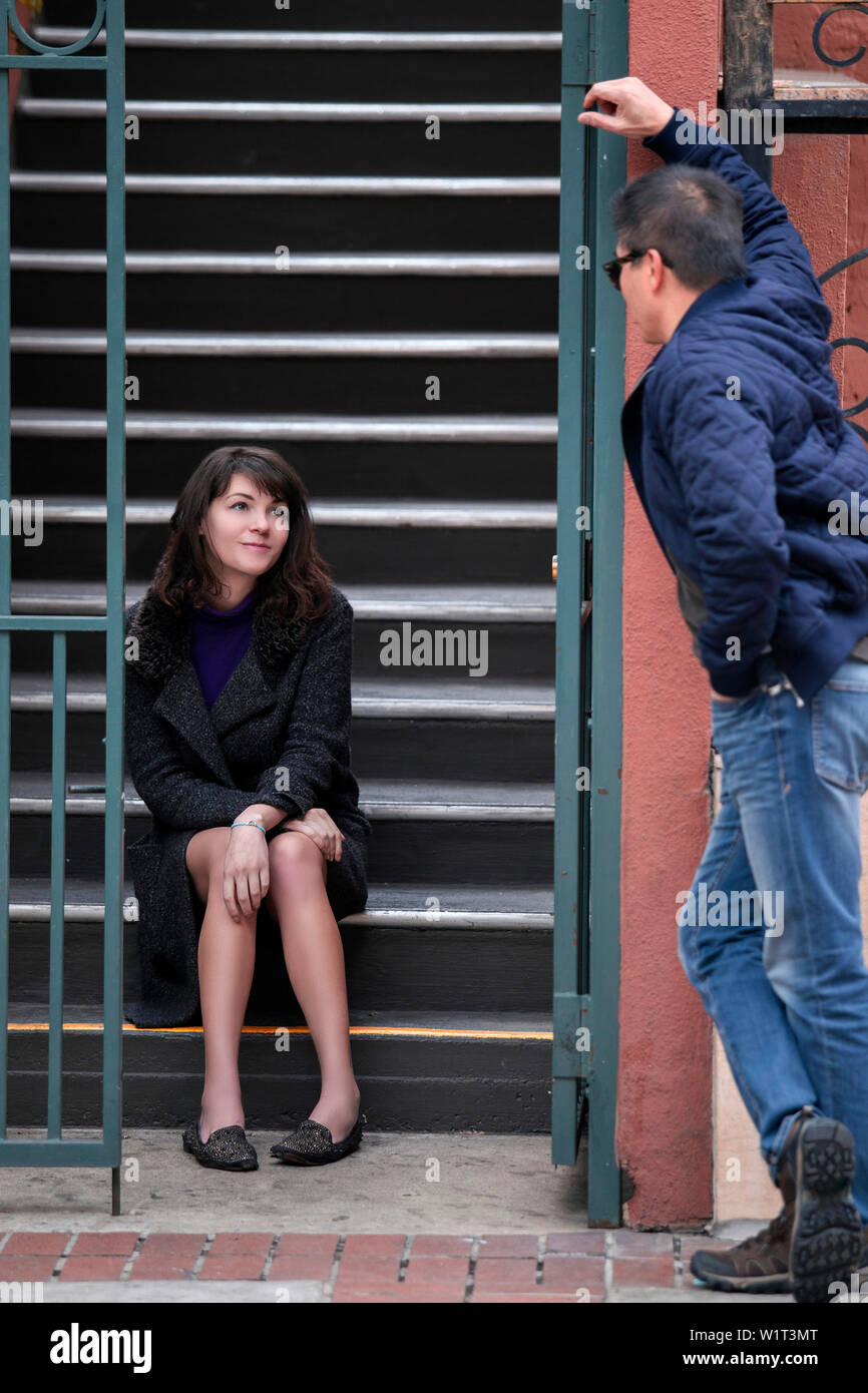 Neighbor talking stairs hi-res stock photography and images - Alamy