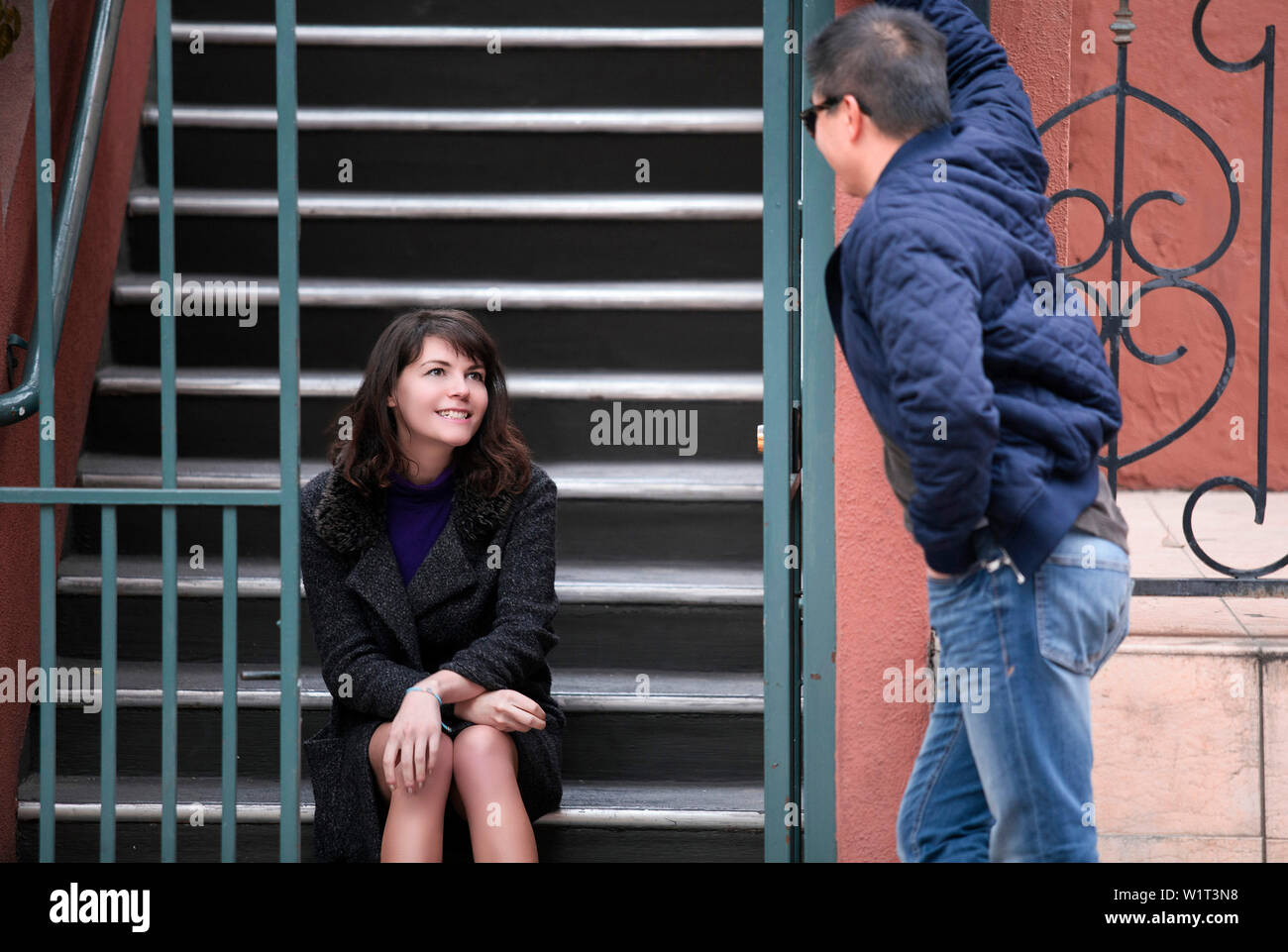 Neighbor talking stairs hi-res stock photography and images - Alamy