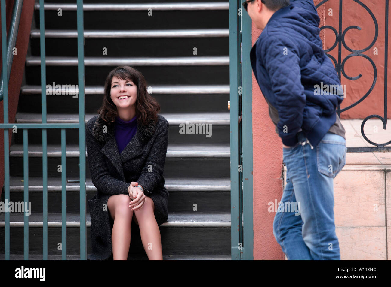 Neighbor talking stairs hi-res stock photography and images - Alamy