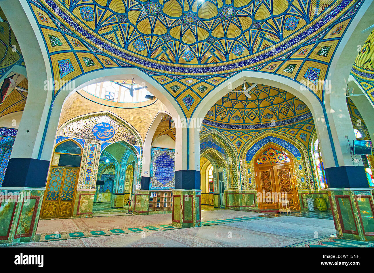 ARAN-O-BIDGOL, IRAN - OCTOBER 23, 2017: Interior of Imamzadeh Helal Ali ...