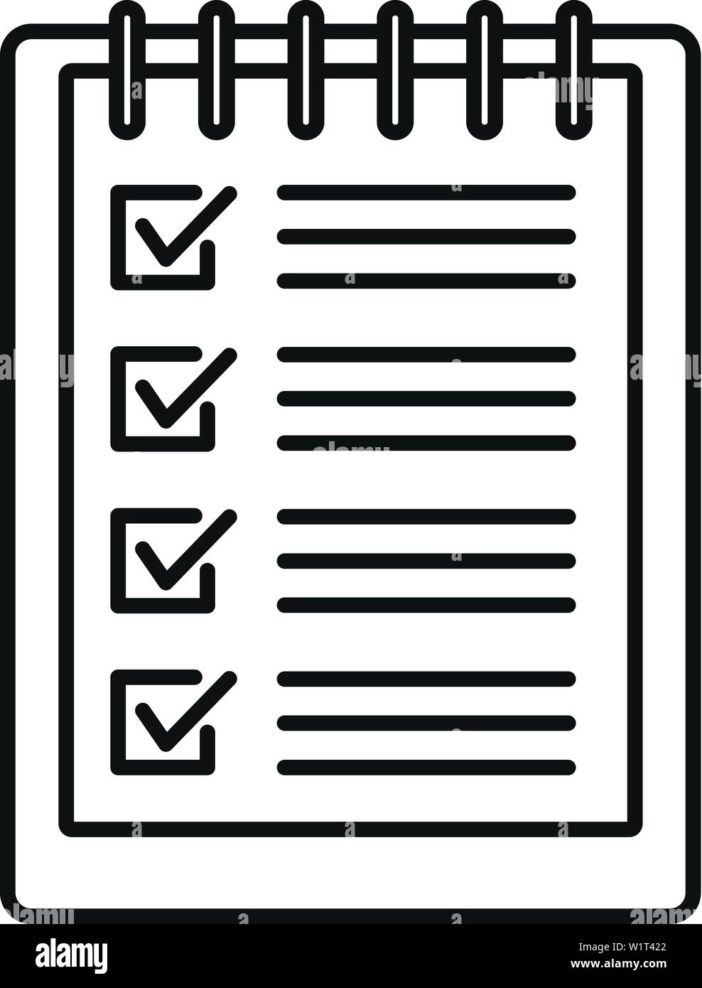 Notebook checklist icon. Outline notebook checklist vector icon for web ...