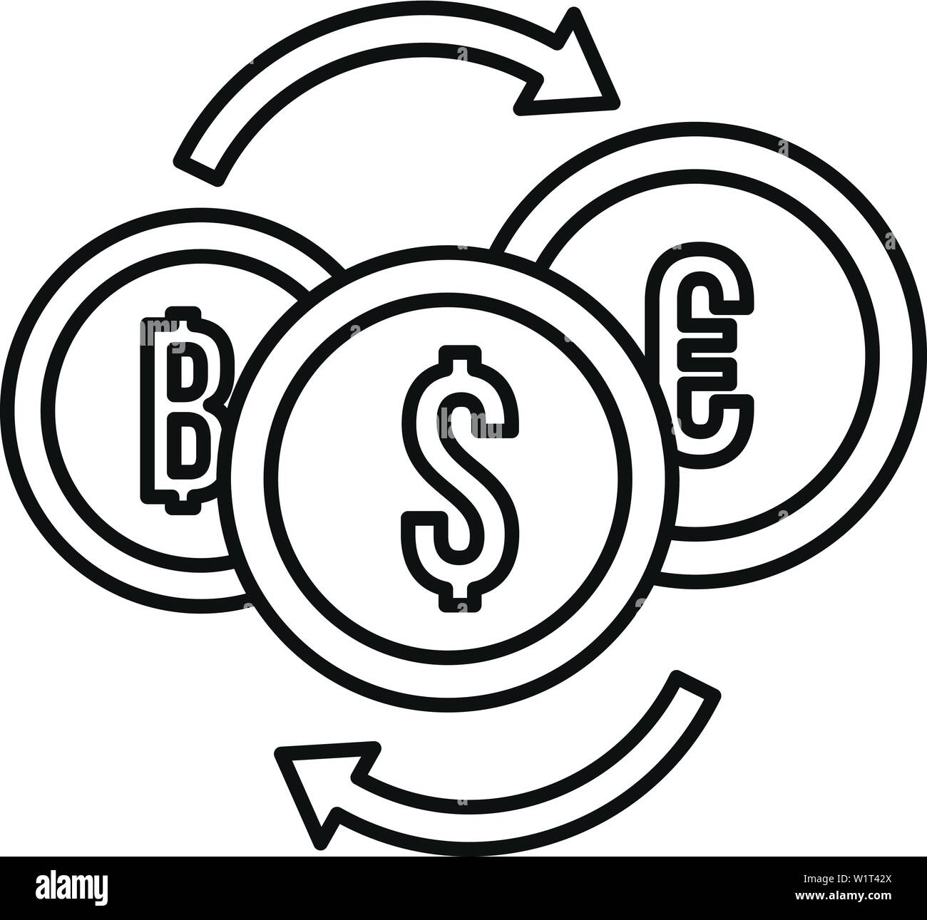 Money coin exchange icon. Outline money coin exchange vector icon for ...