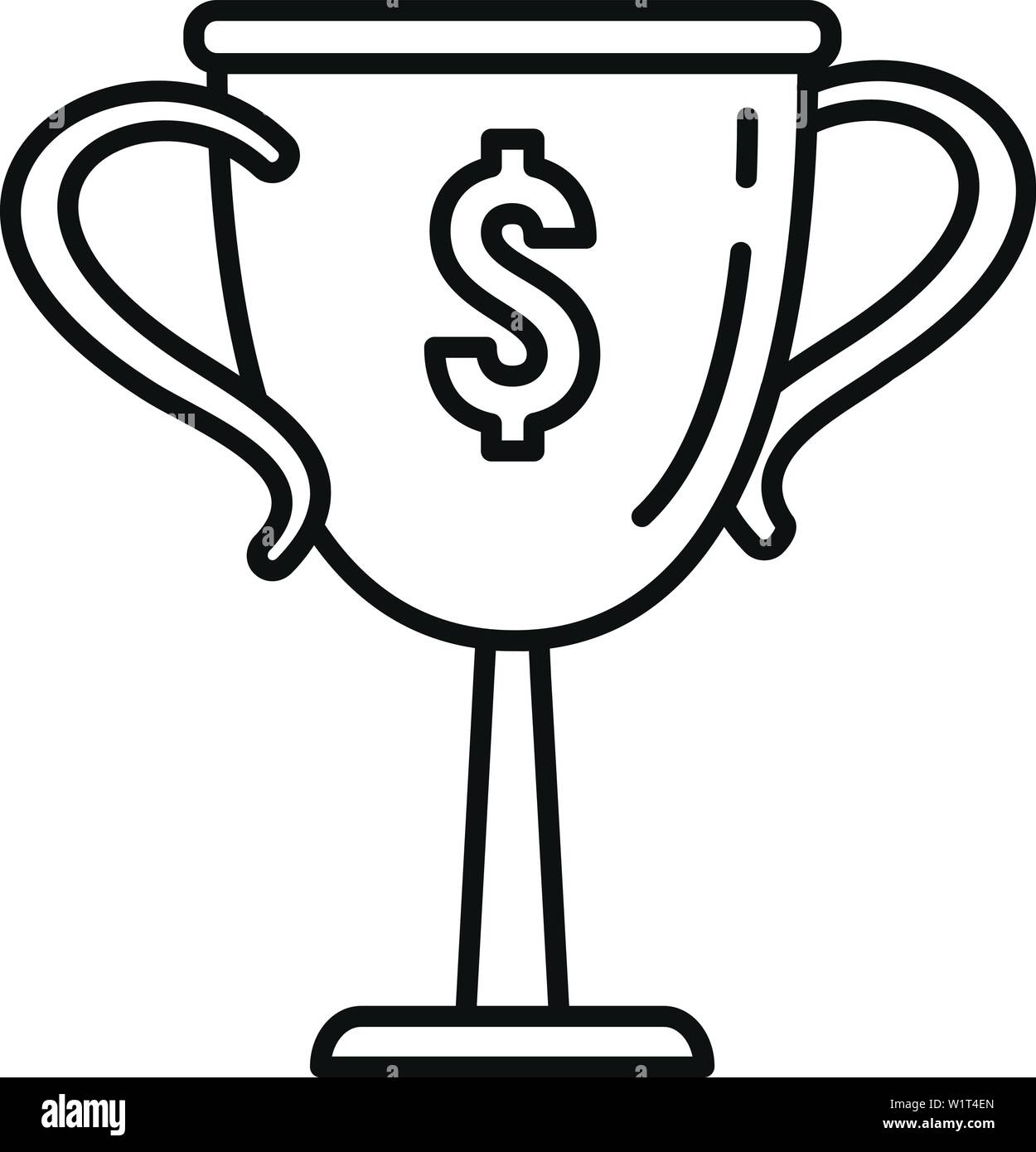 Gold money cup icon. Outline gold money cup vector icon for web design ...