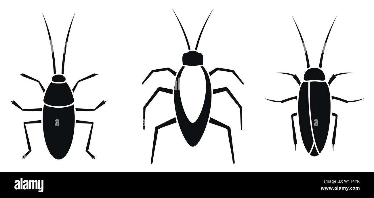 Cockroach insect icons set. Simple set of cockroach insect vector icons ...