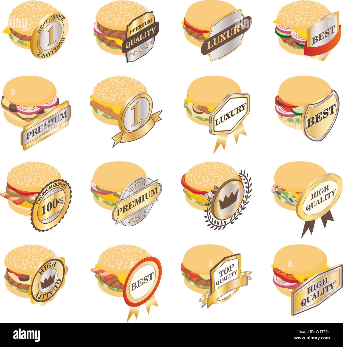 Best hamburger icons set, isometric style Stock Vector Image & Art - Alamy