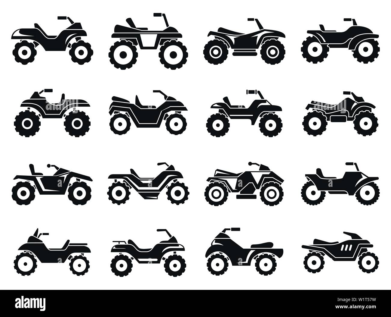Race quad bike icons set. Simple set of race quad bike vector icons for ...