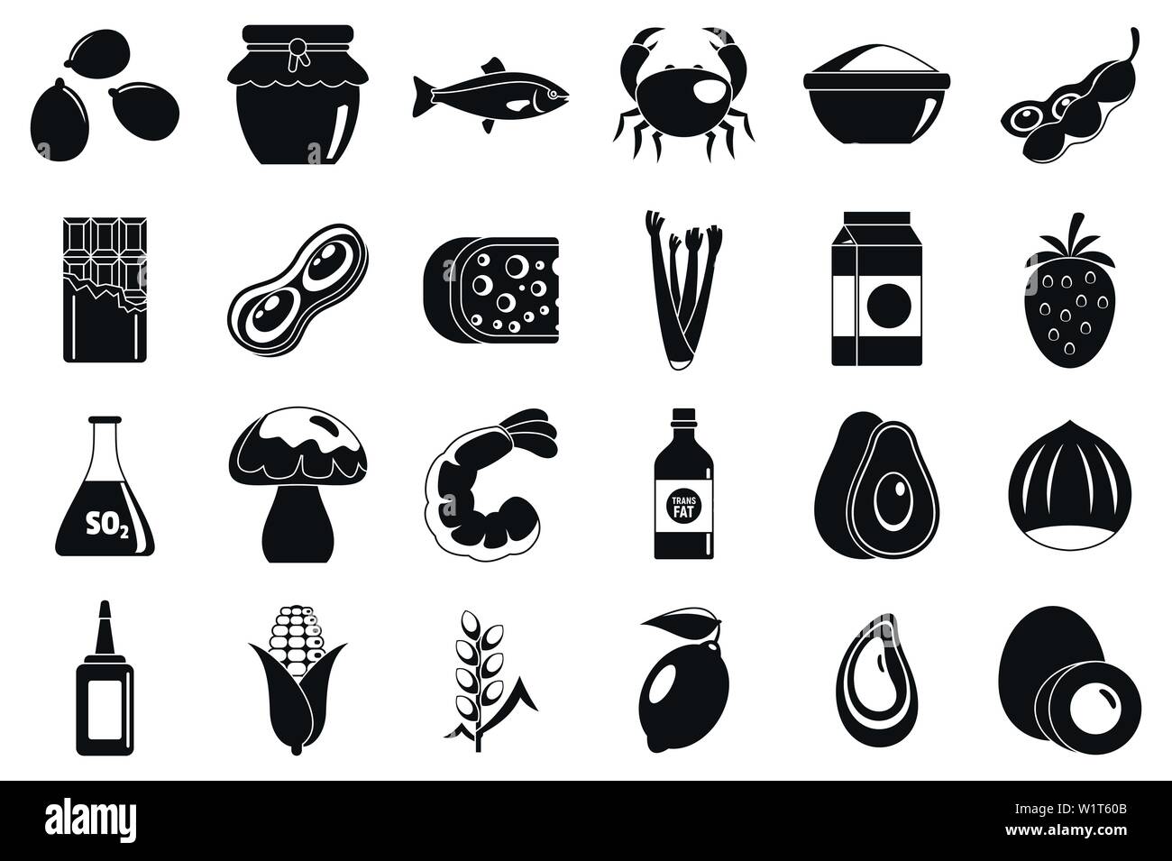 Food allergy intolerance icons set. Simple set of food allergy ...