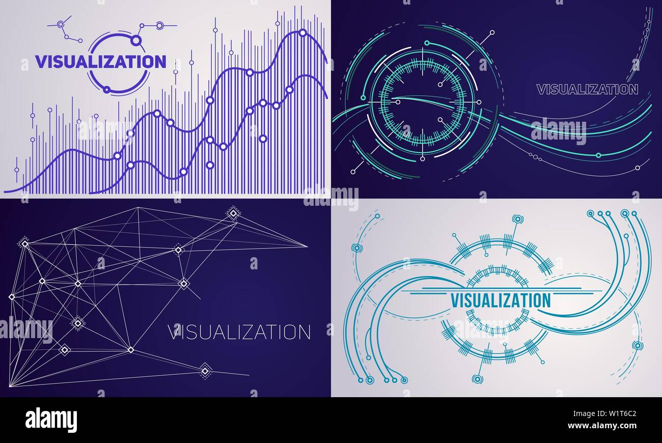 Visualization banner set. Outline set of visualization vector banner ...