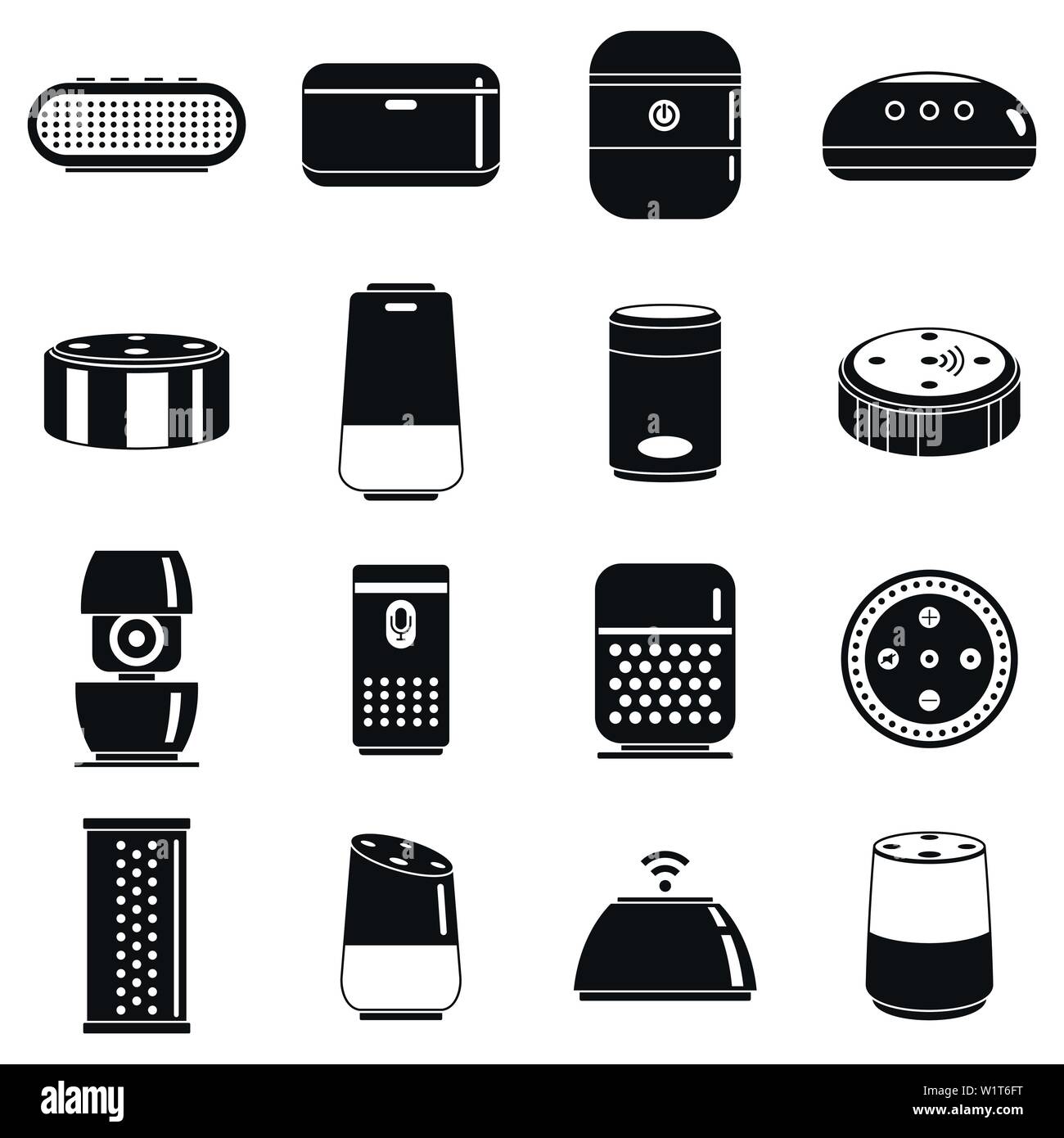 Modern smart speaker icons set. Simple set of modern smart speaker vector icons for web design ...
