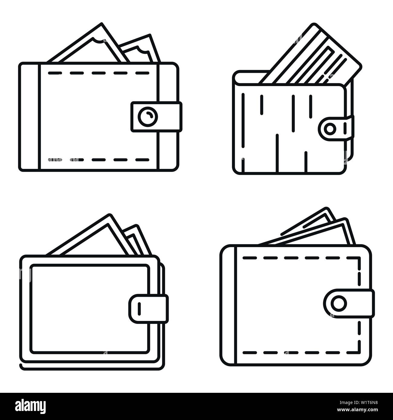 Modern wallet icons set. Outline set of modern wallet vector icons for ... Modern wallet icons set. Outline set of modern wallet vector icons for ...