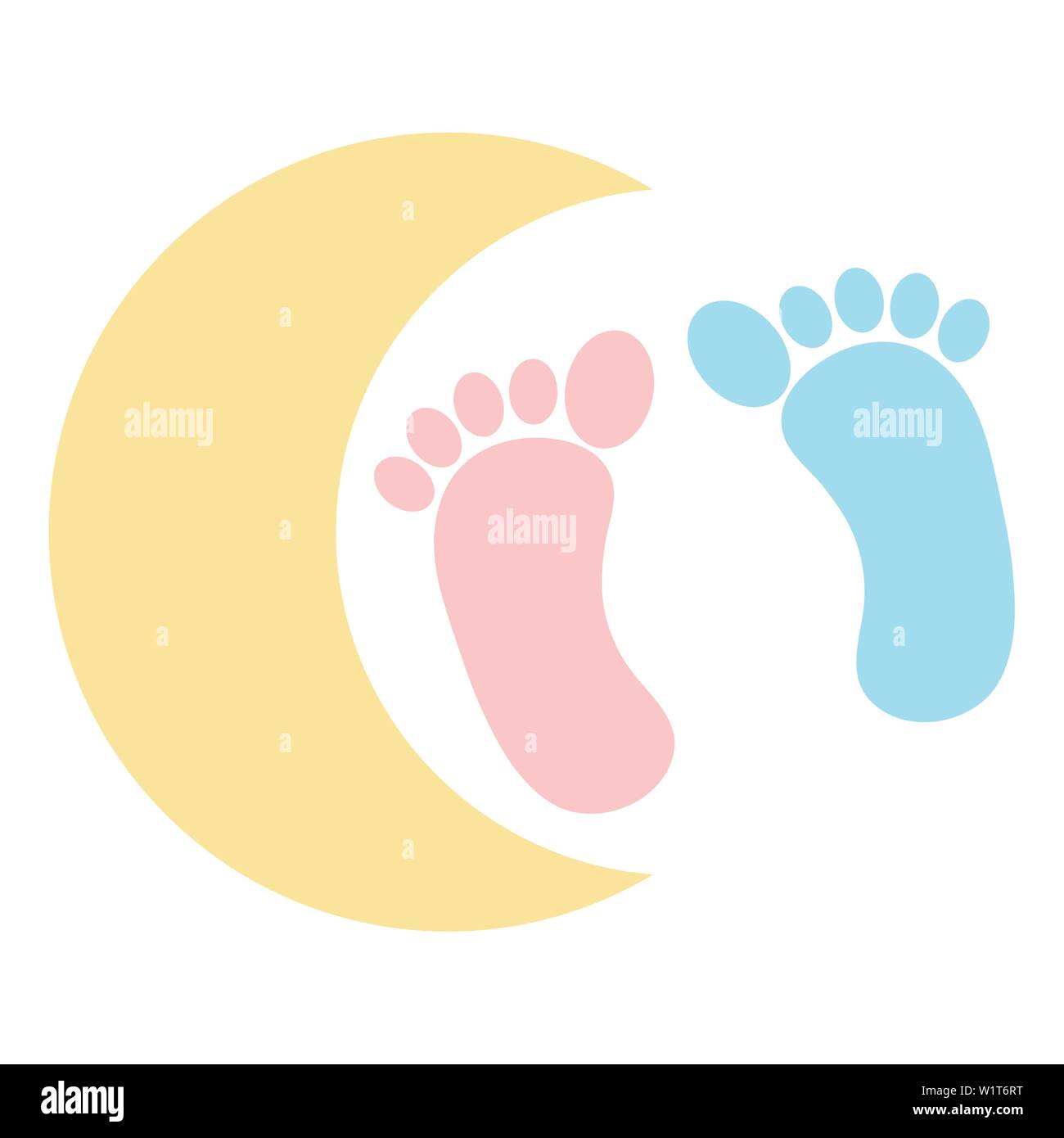 baby foot prints decorative with moon vector illustration design Stock ...